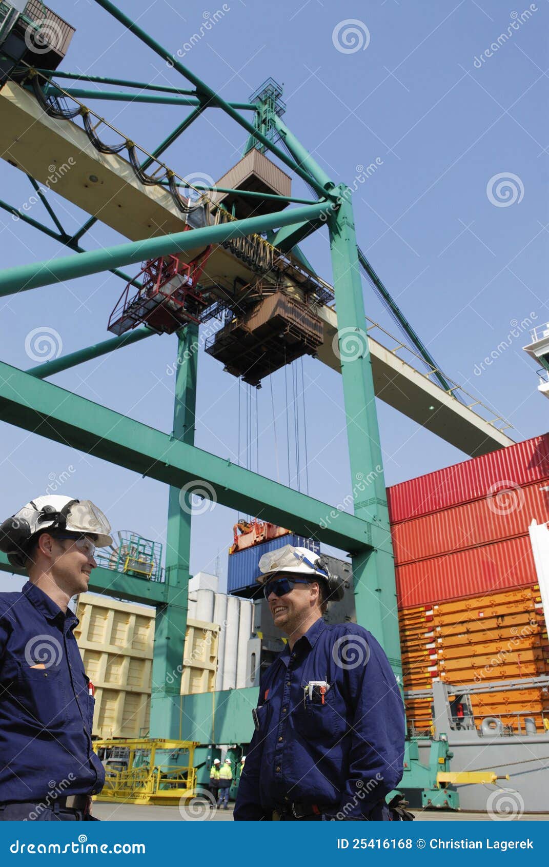 Dock Workers and Container Port Stock Photo - Image of haulage ...