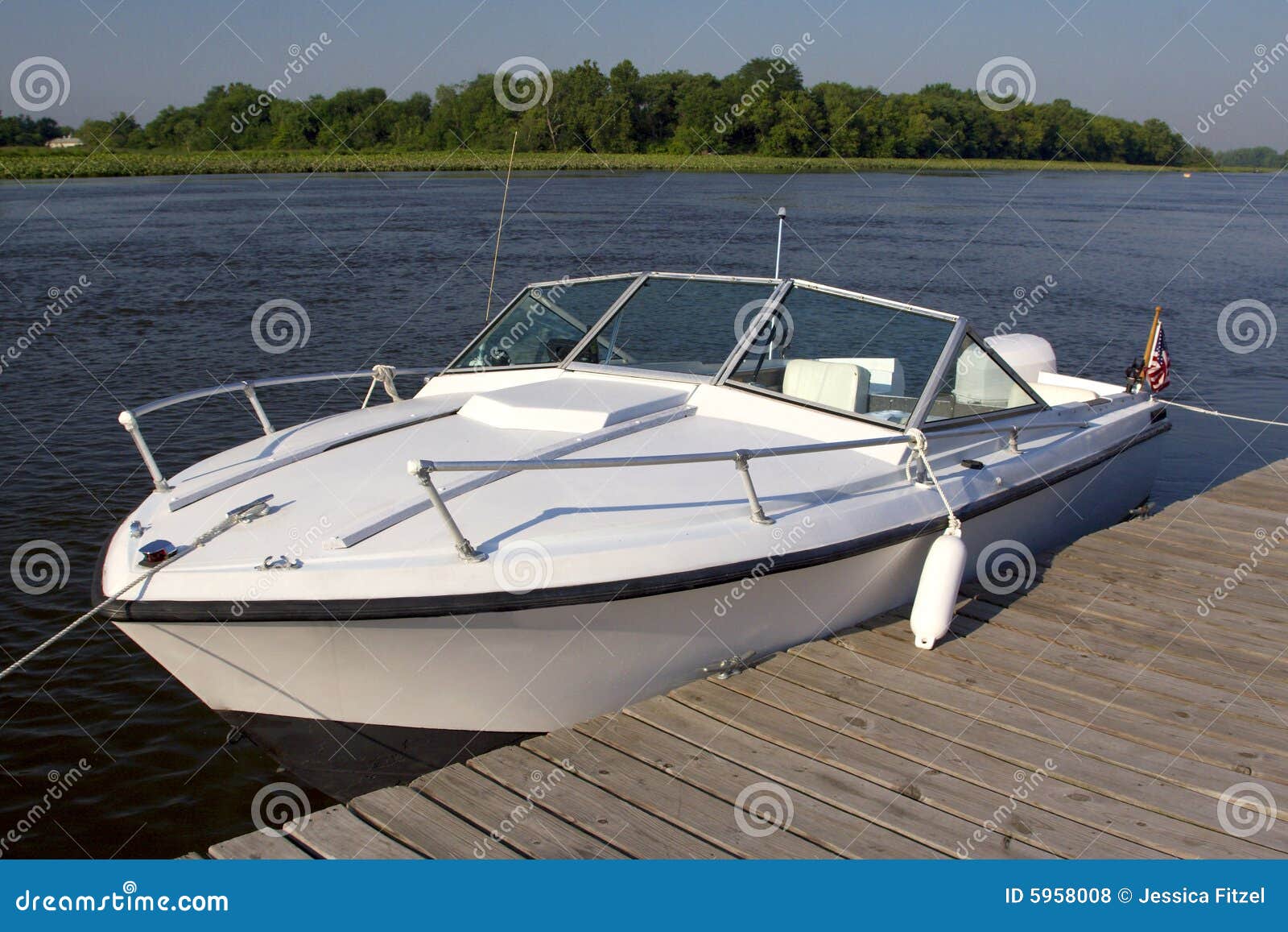 Docked Boat stock photo. Image of pond, rope, white, rails - 5958008