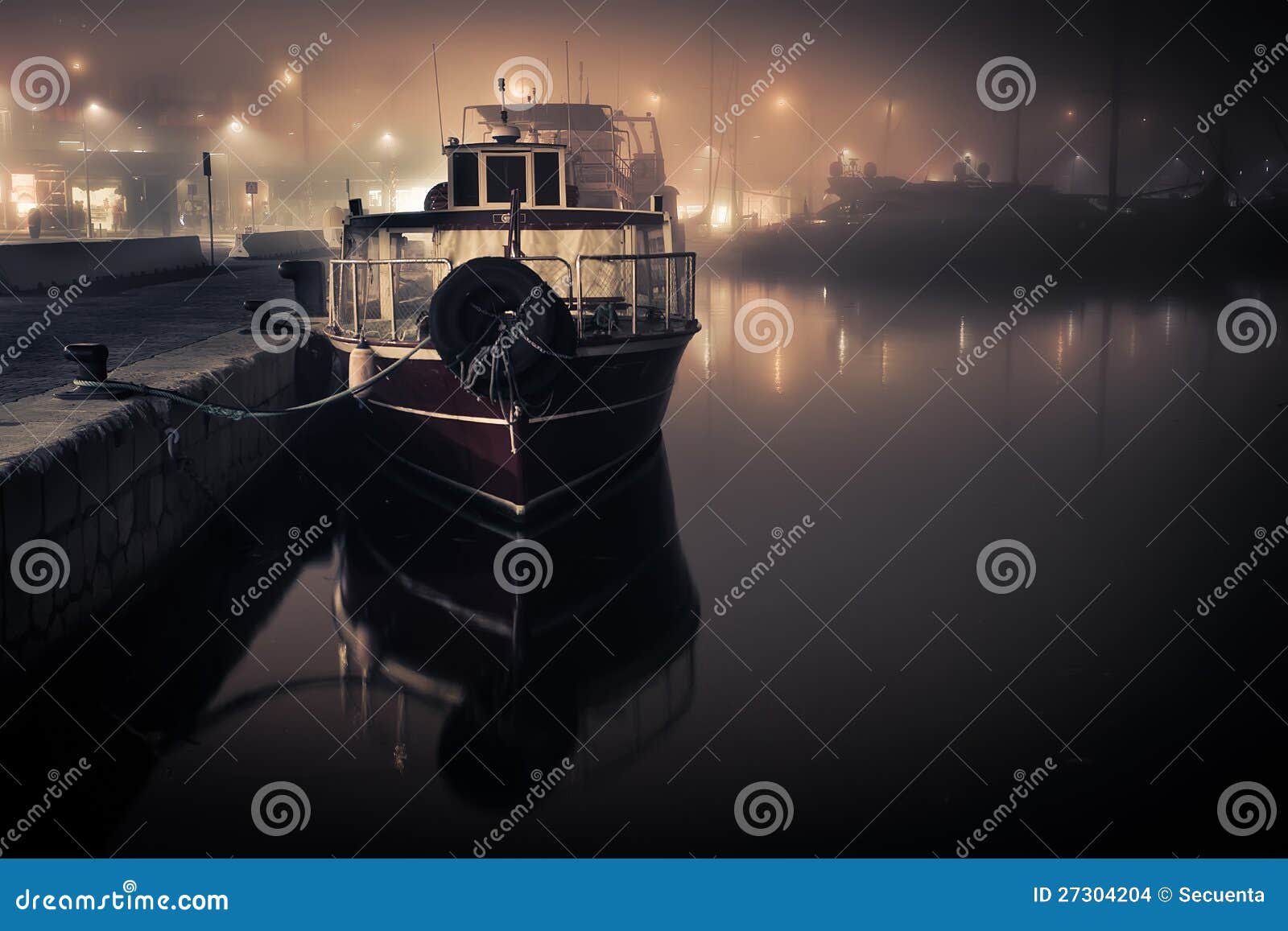 Docked boat in the fog stock photo. Image of boat, landscape - 27304204
