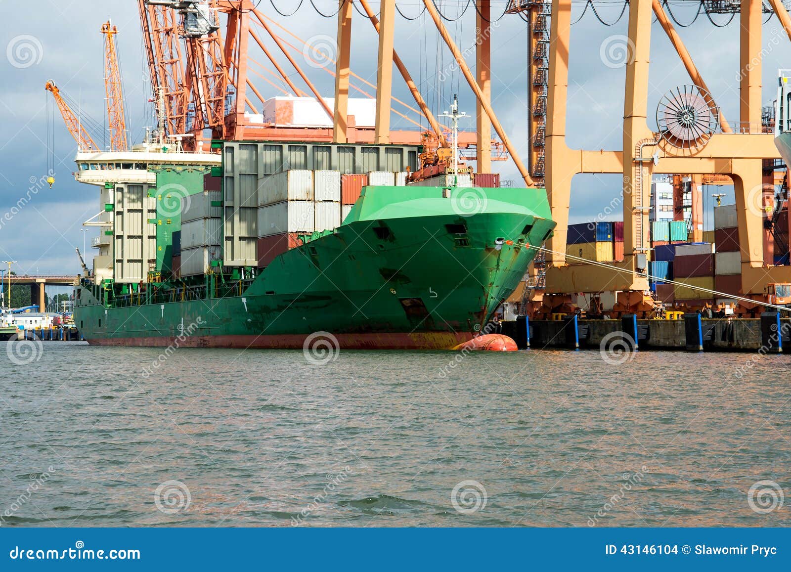 Docked Cargo or Container Ship Stock Photo - Image of transportation ...