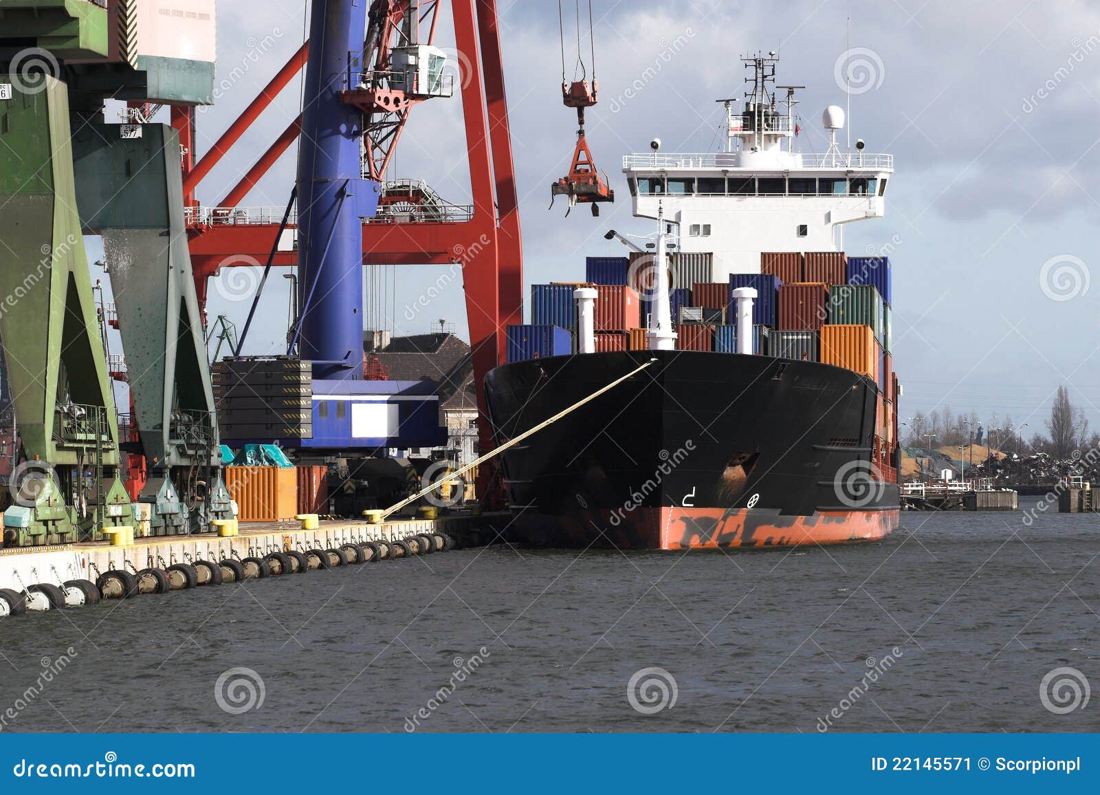 Docked Container Ship stock image. Image of discharge - 22145571