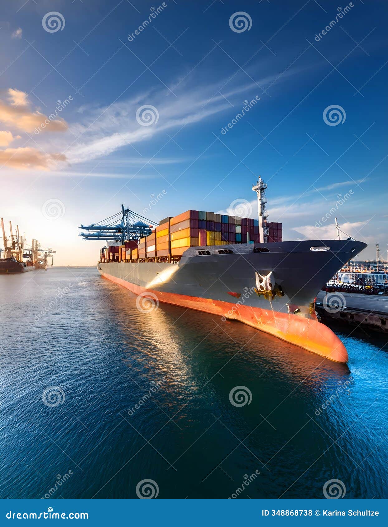 Docked Container Ship. Large Container Ship in a Dock at the Port Stock ...