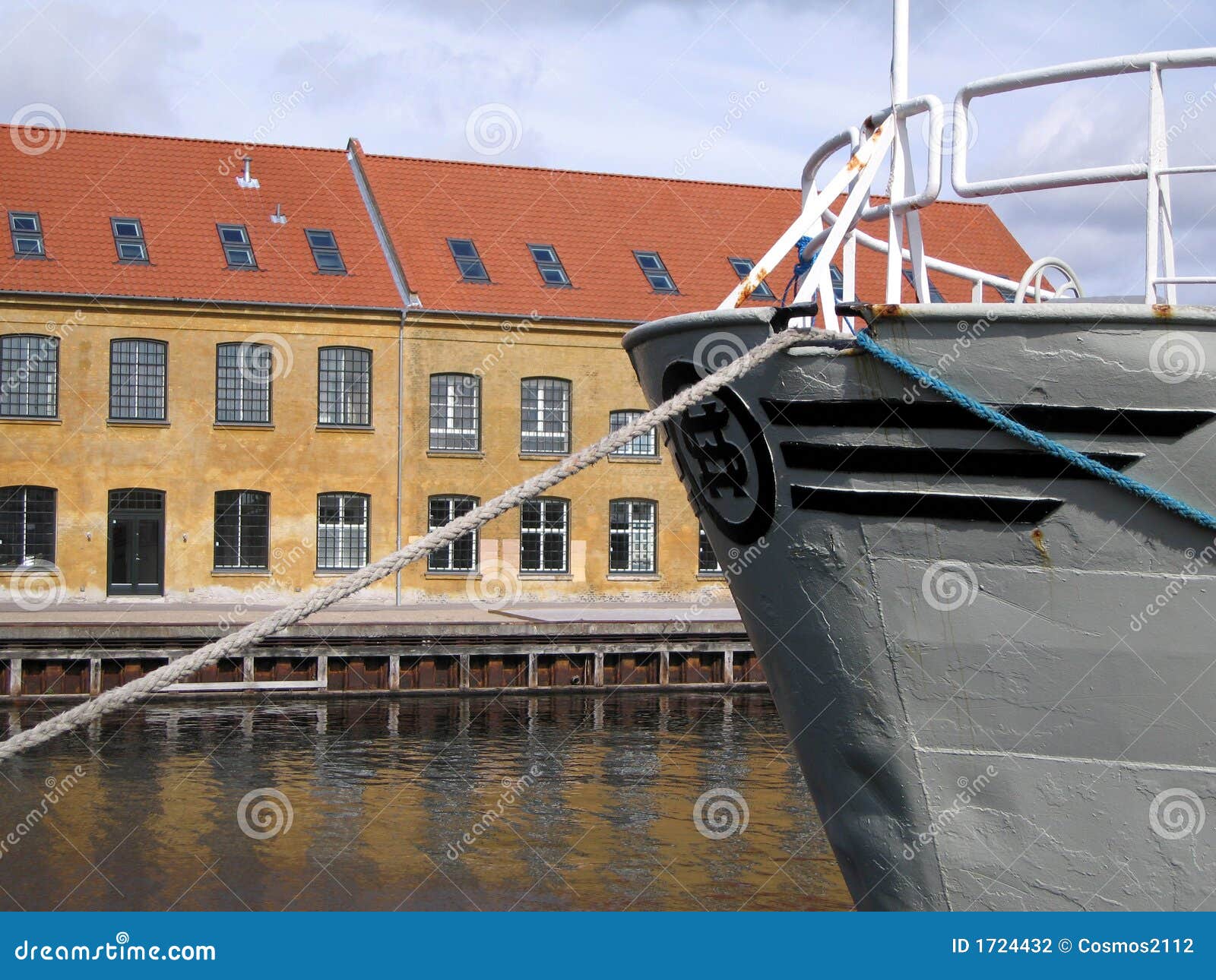 Docked Ship and Warehouse stock photo. Image of rope, shipping - 1724432