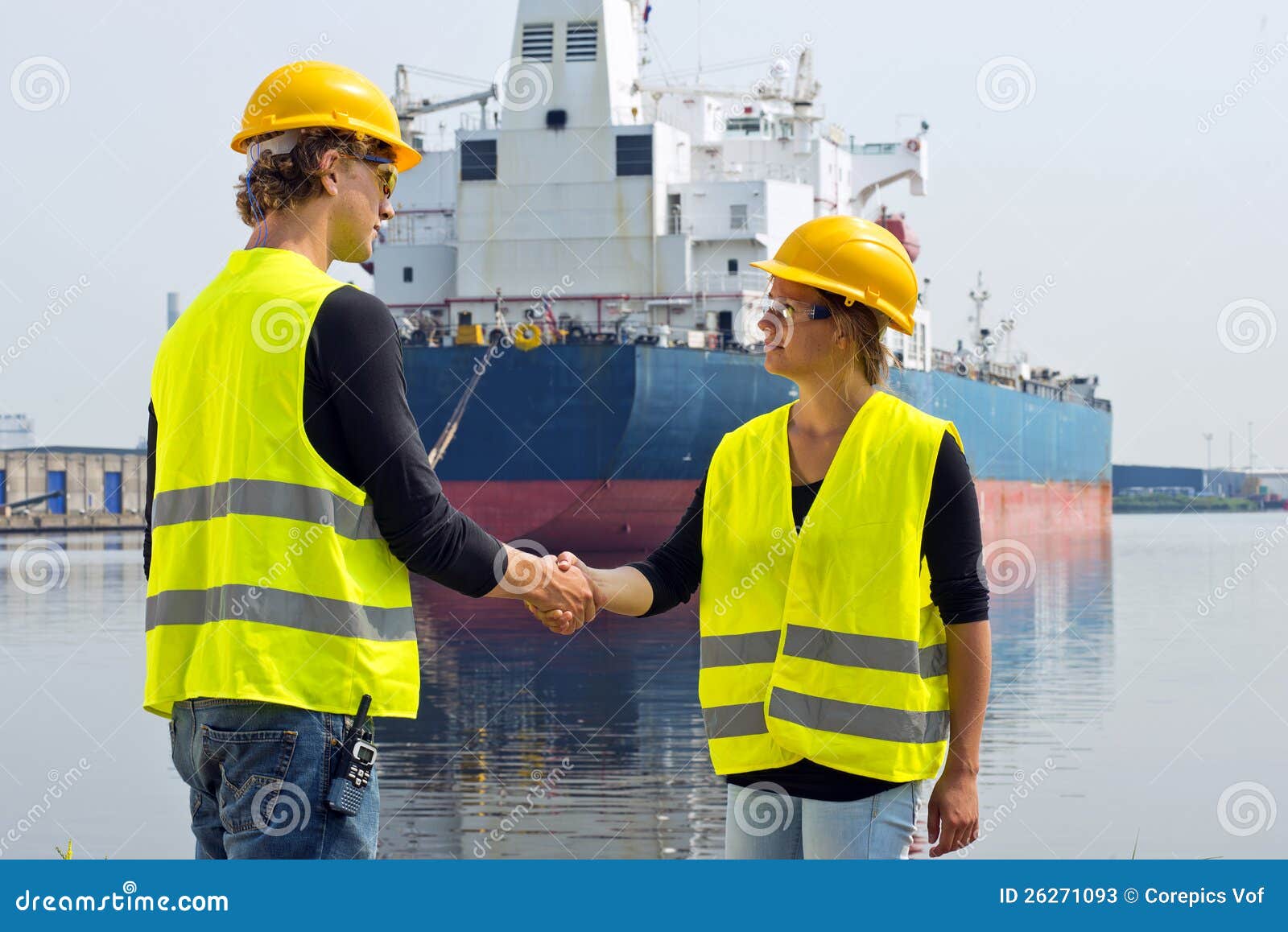 Docker handshake stock image. Image of meeting, hats - 26271093