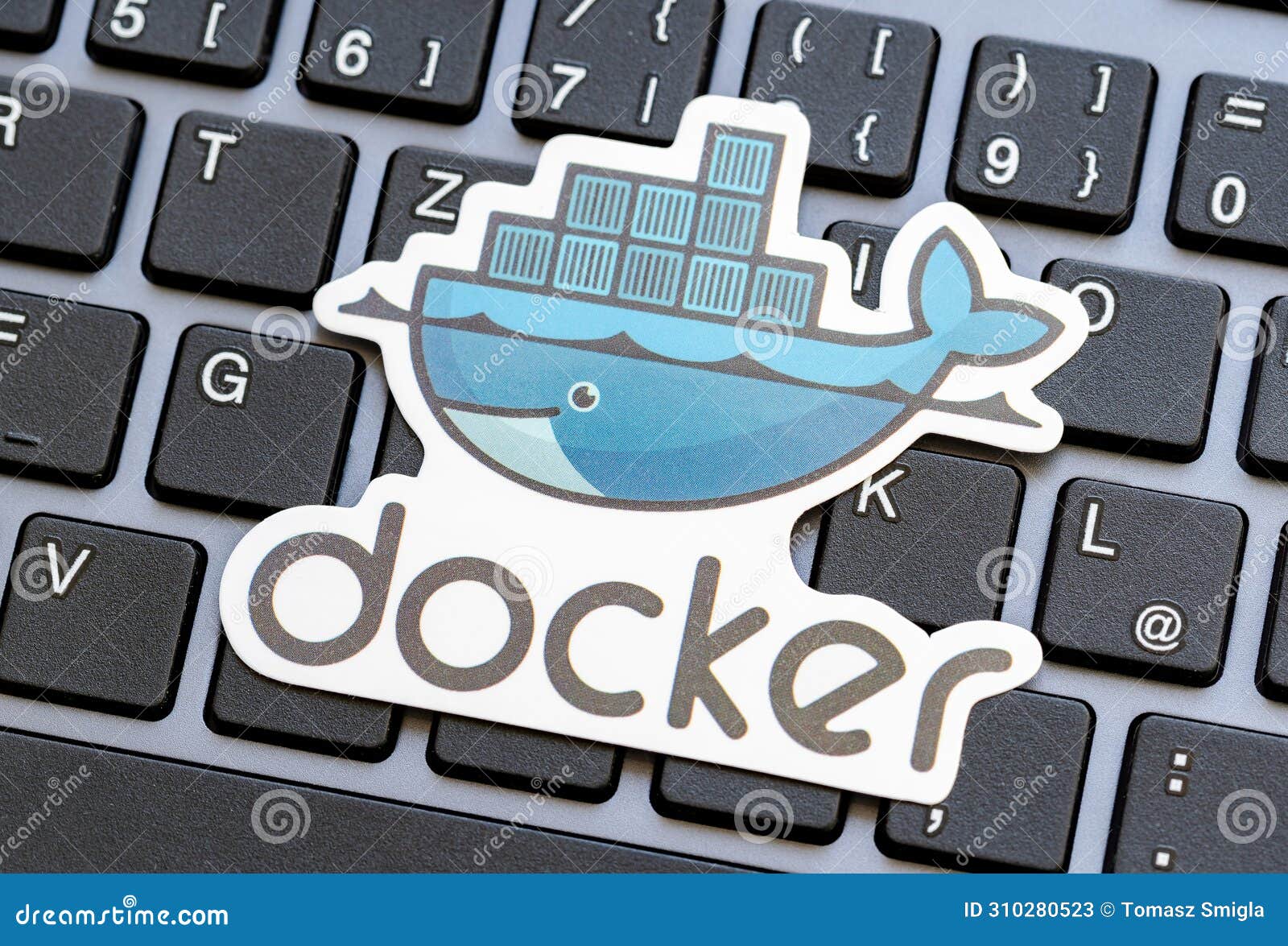 Docker Logo Placed Over a Laptop Computer Keyboard, Docker Engine ...
