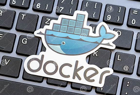 Docker Logo Placed Over a Laptop Computer Keyboard, Docker Engine ...