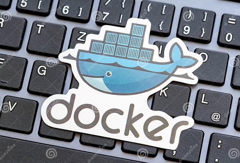 Docker Logo Placed Over a Laptop Computer Keyboard, Docker Engine ...