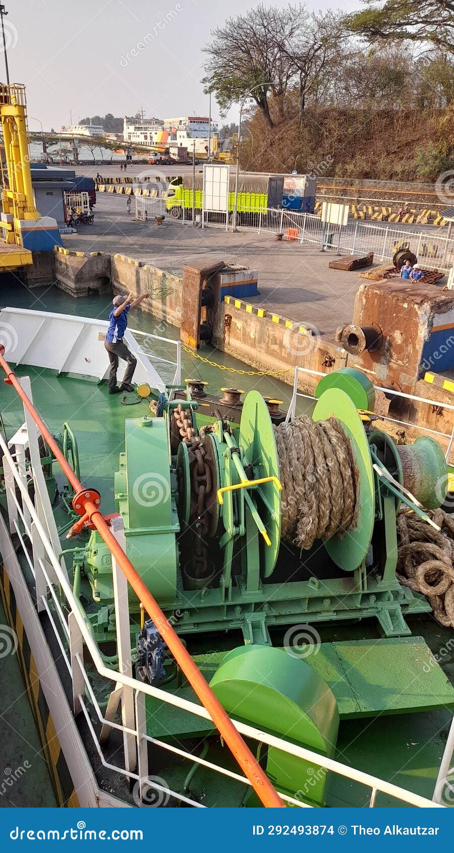 Docking Process in Seaport of Merak Editorial Stock Image - Image of ...