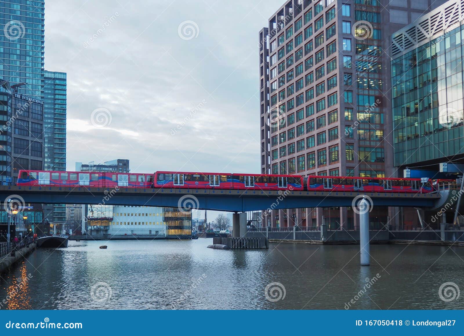 Docklands Light Railway DLR Train at Canary Wharf Business District ... Docklands Light Railway DLR Train at Canary Wharf Business District ...