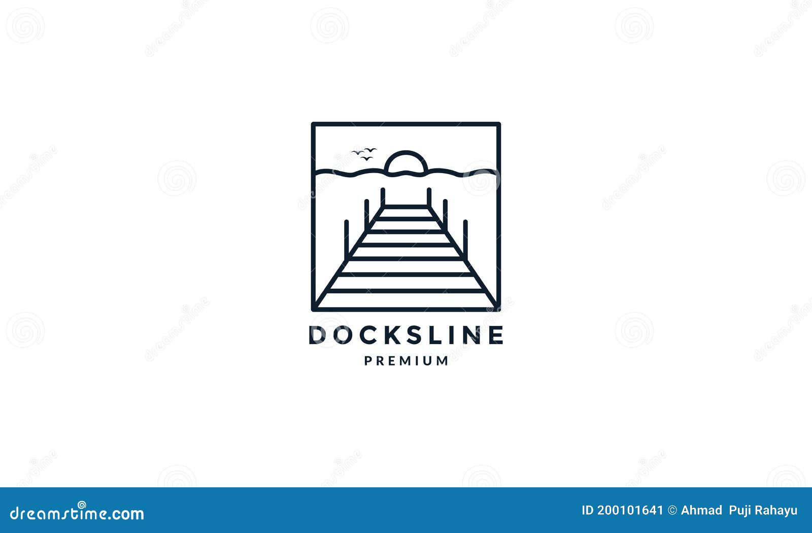Docks with Sunset Line Outline Simple Logo Vector Icon Illustration ...