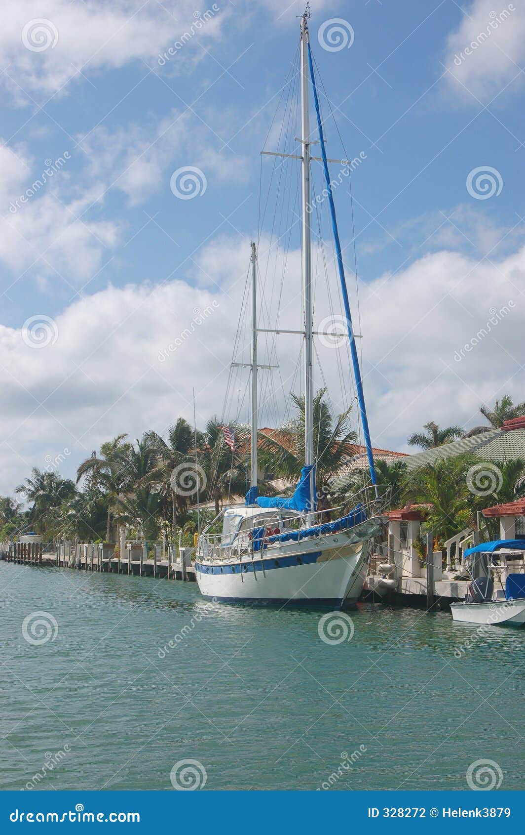 Dockside sail boat stock photo. Image of grass, coastal - 328272