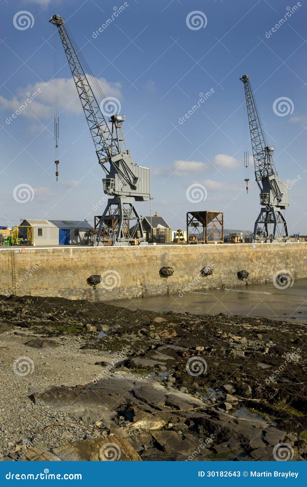 Dockyard Cranes on a Jetty. Guernsey Stock Image - Image of container ...