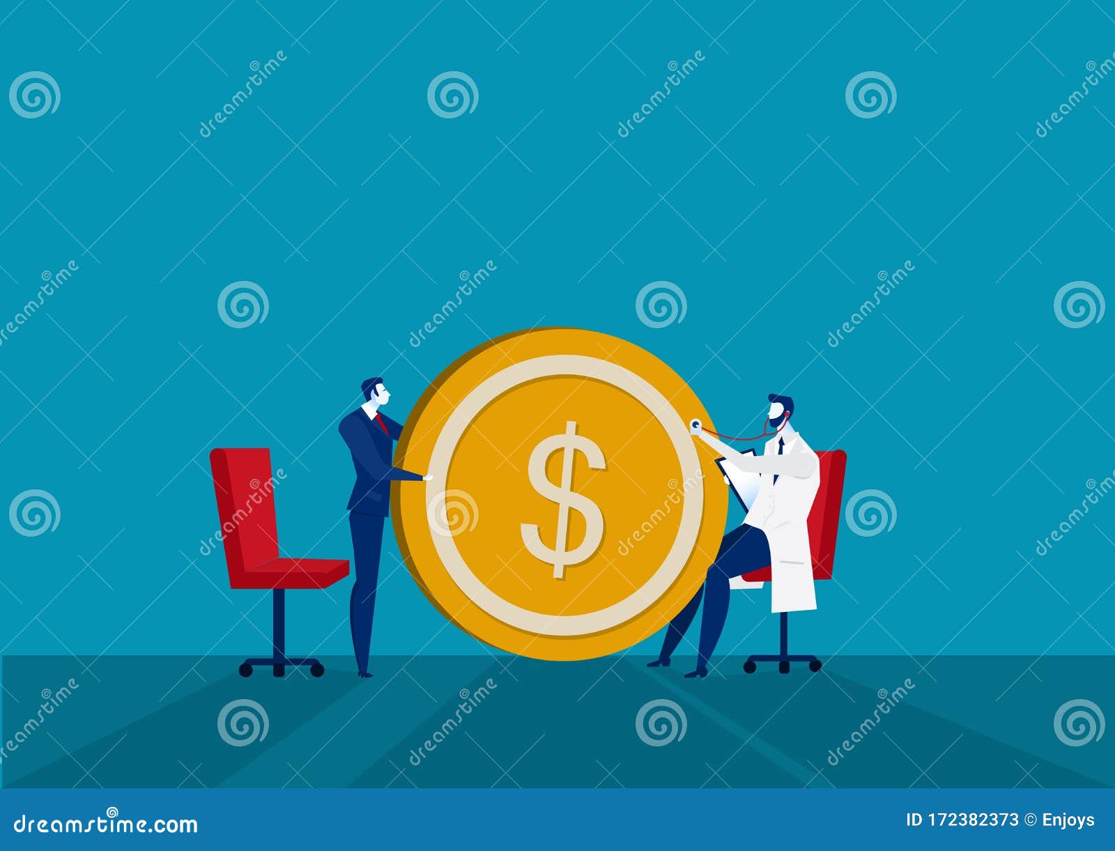 Docter and Business Financial Check Up. Business Concept Illustration ...