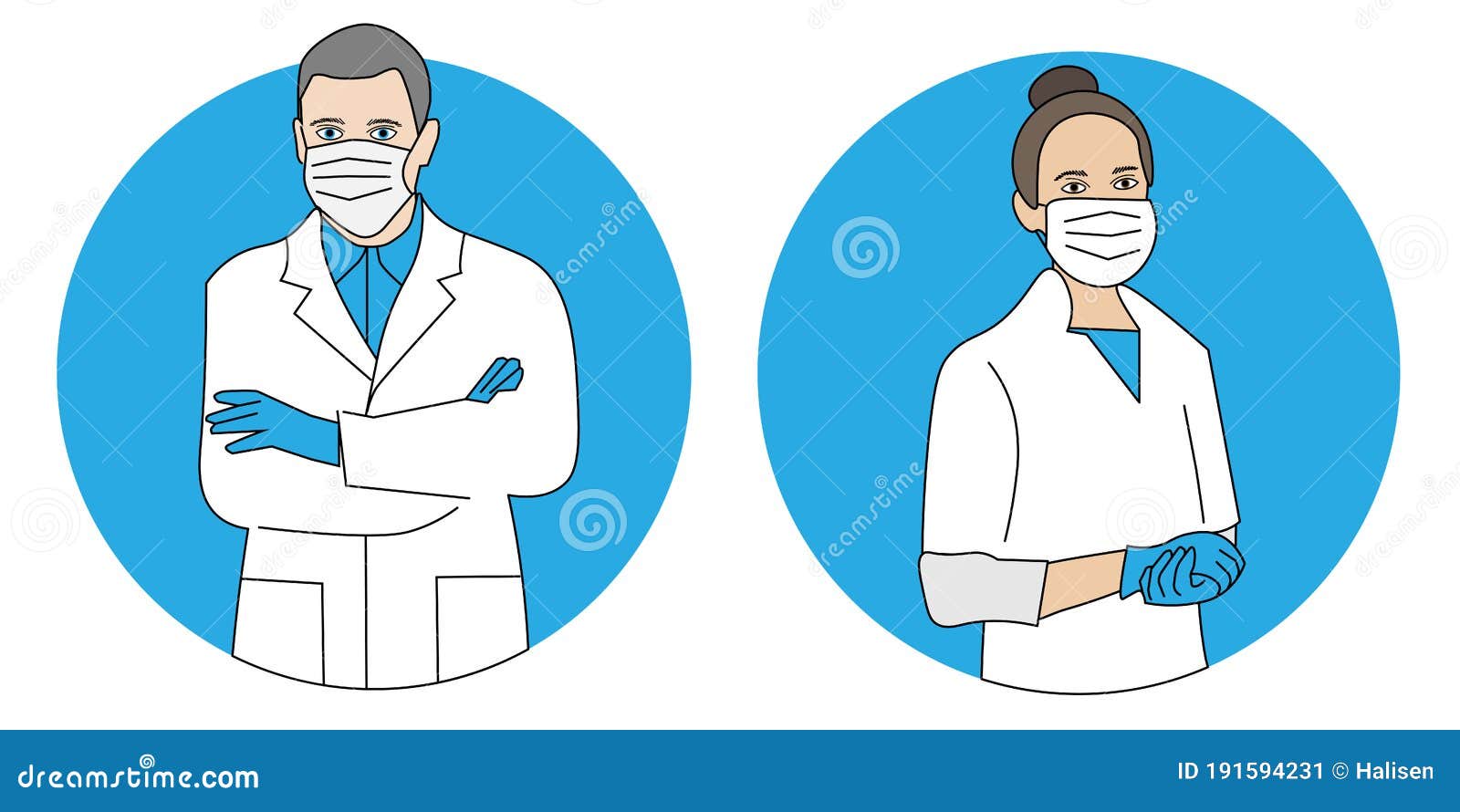 NHS Nurse Characters Wearing Surgical Masks Vector Illustration ...