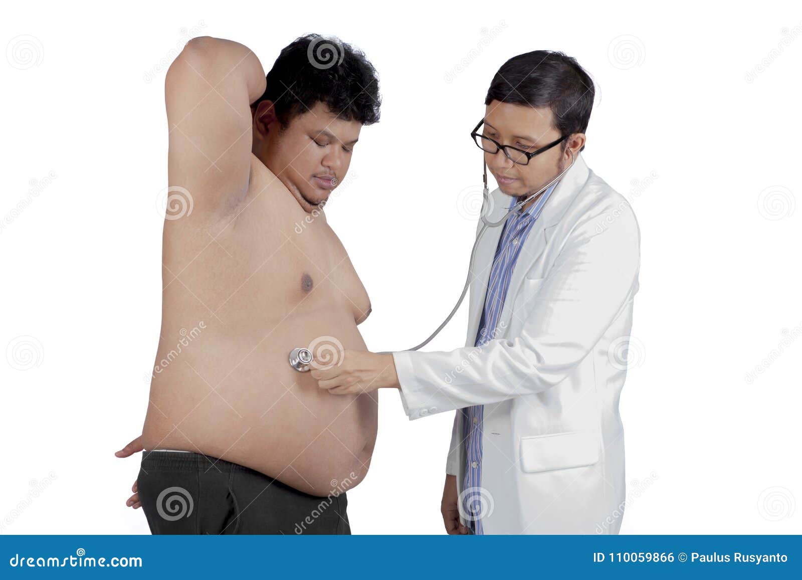 Doctor Aislado Que Examina Al Paciente Gordo Foto de archivo - Imagen ...