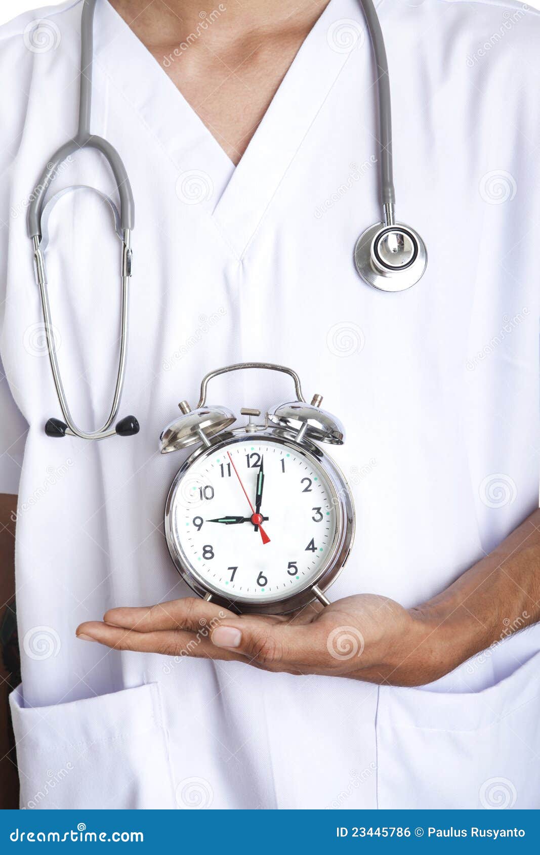 Doctor with an alarm clock stock photo. Image of isolated - 23445786