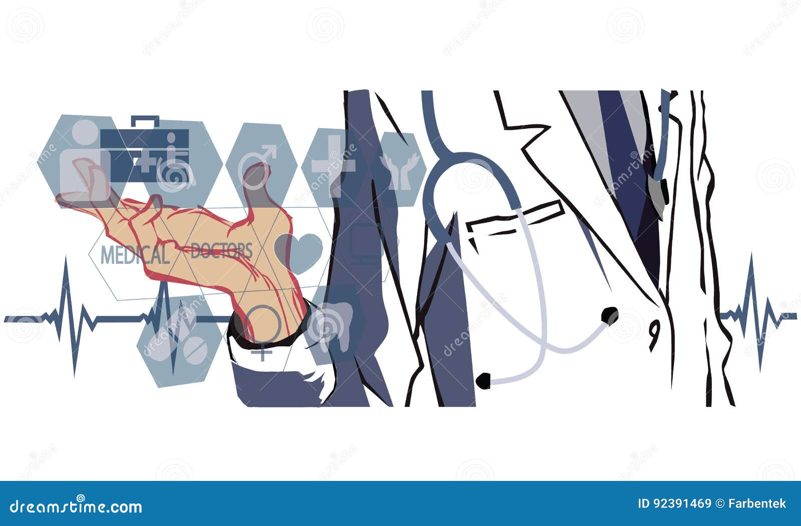 Doctor Analyzing Medical Data Chart. Stock Illustration - Illustration ...