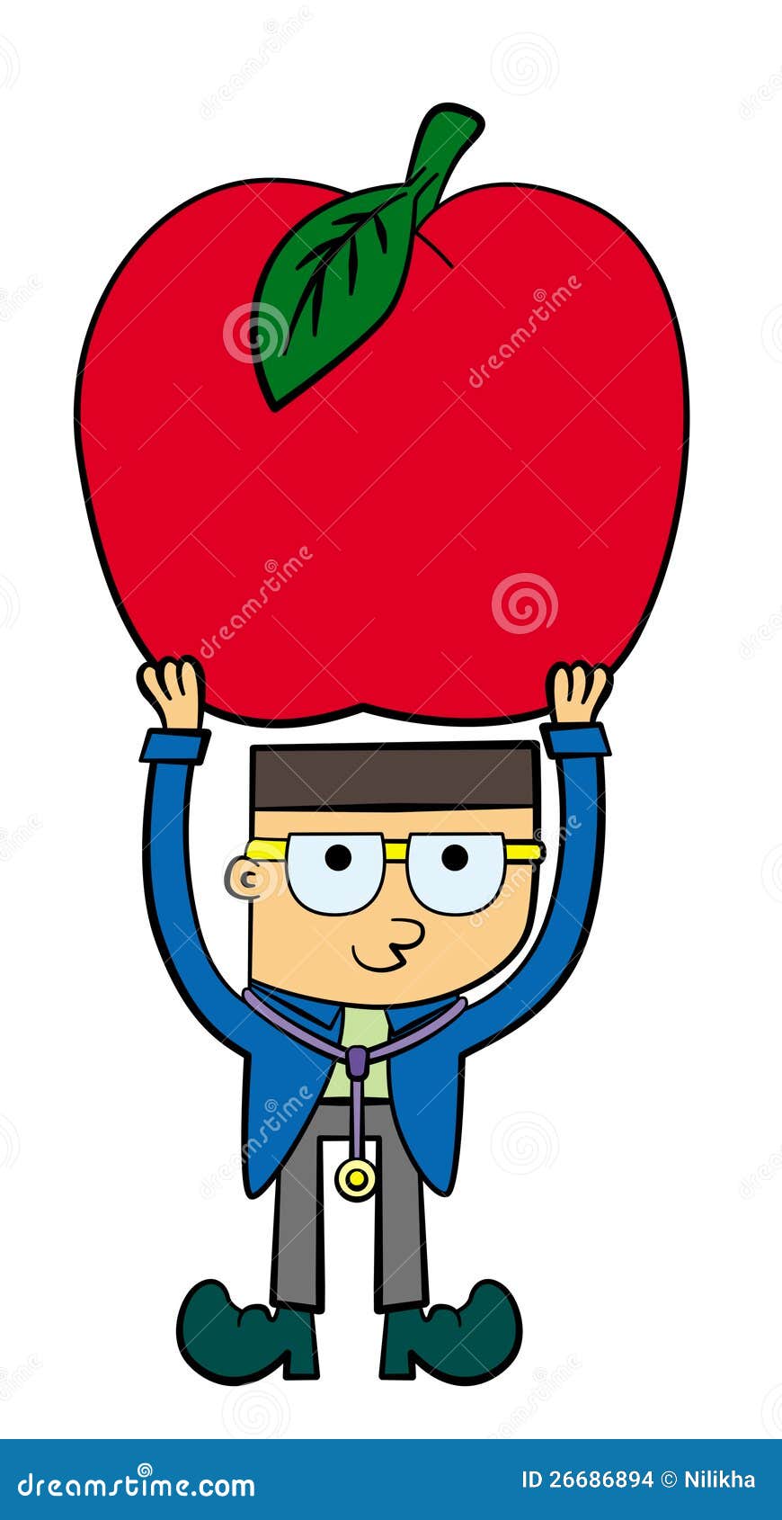 A doctor with an apple stock illustration. Illustration of food - 26686894