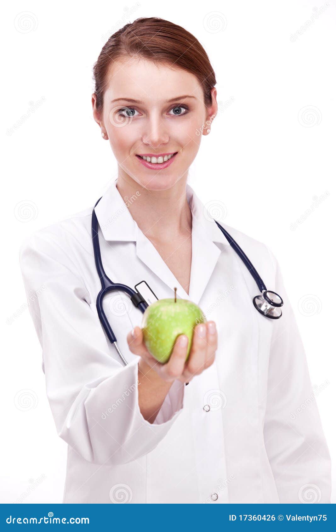 Doctor with an Apple in Her Hand. Stock Photo - Image of occupation ...