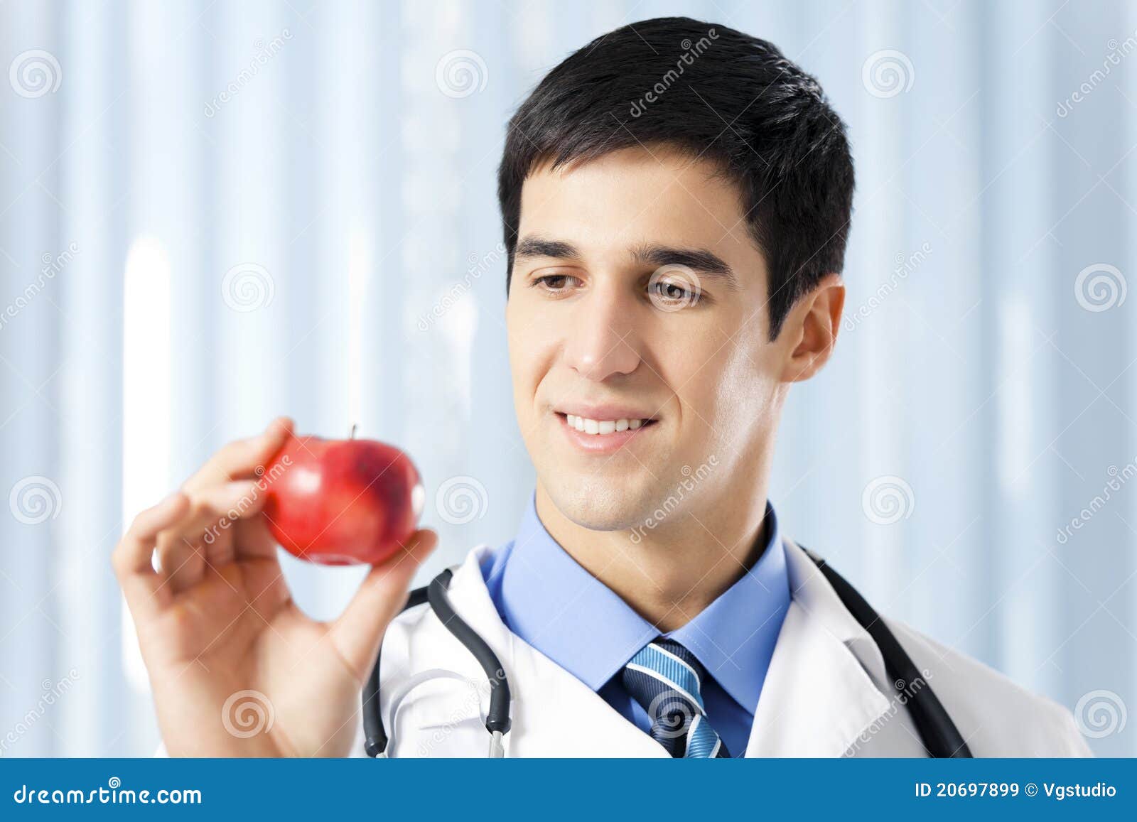 Doctor with Apple, at Office Stock Image - Image of antioxidant, doctor ...