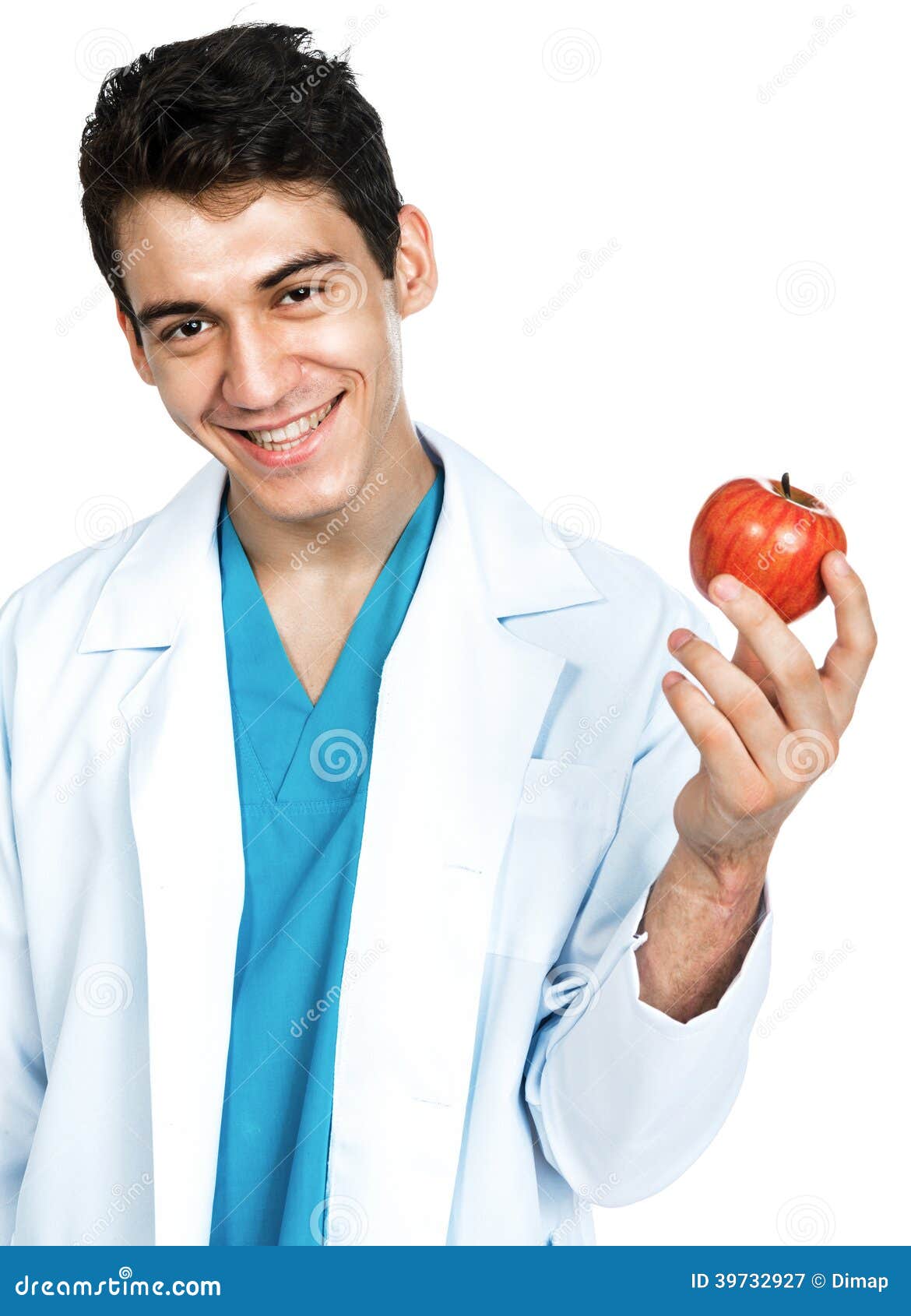 Doctor with an apple stock image. Image of person, portrait - 39732927