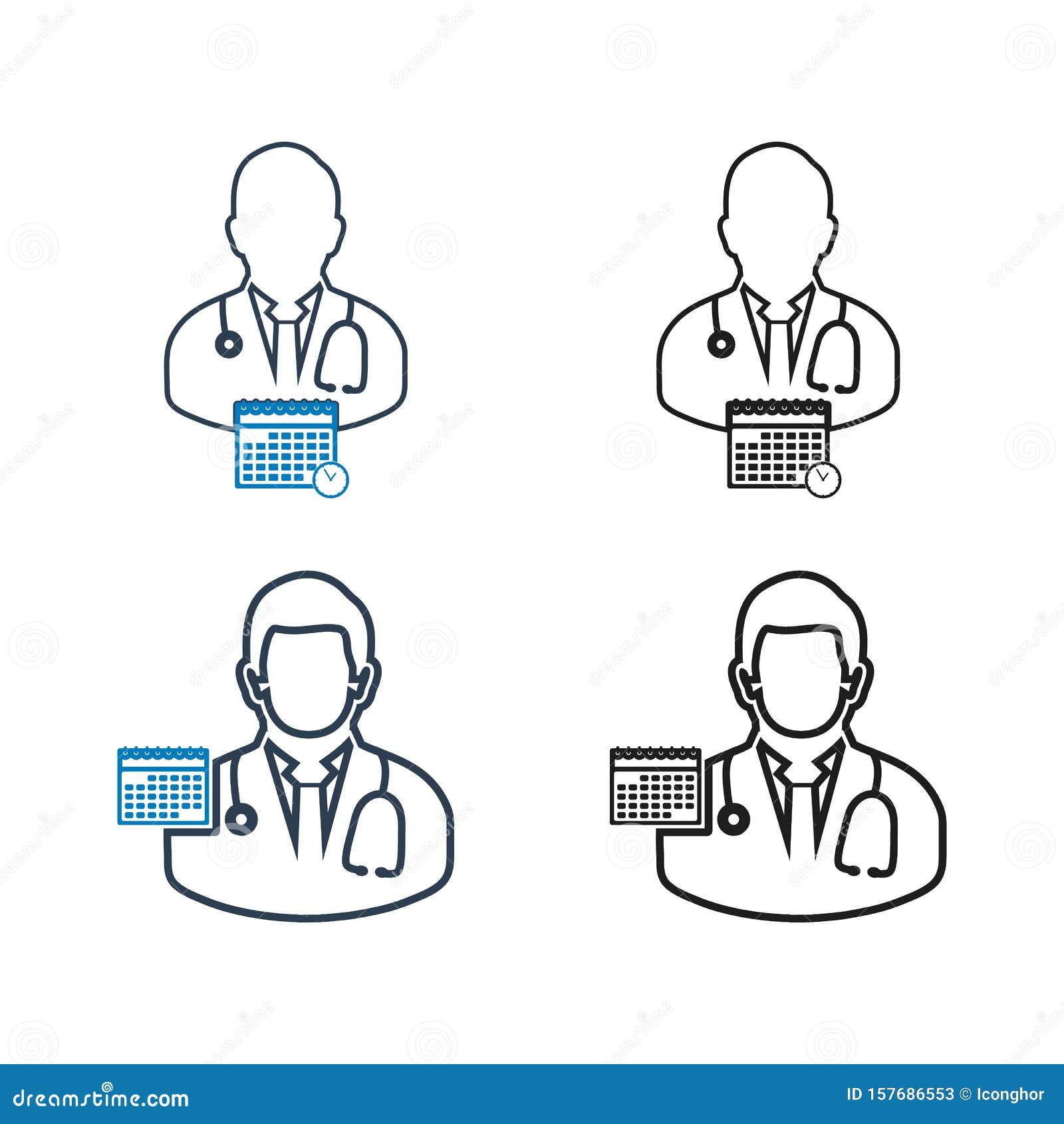 Doctor Appointment Icon Set. Stock Vector - Illustration of vector ...