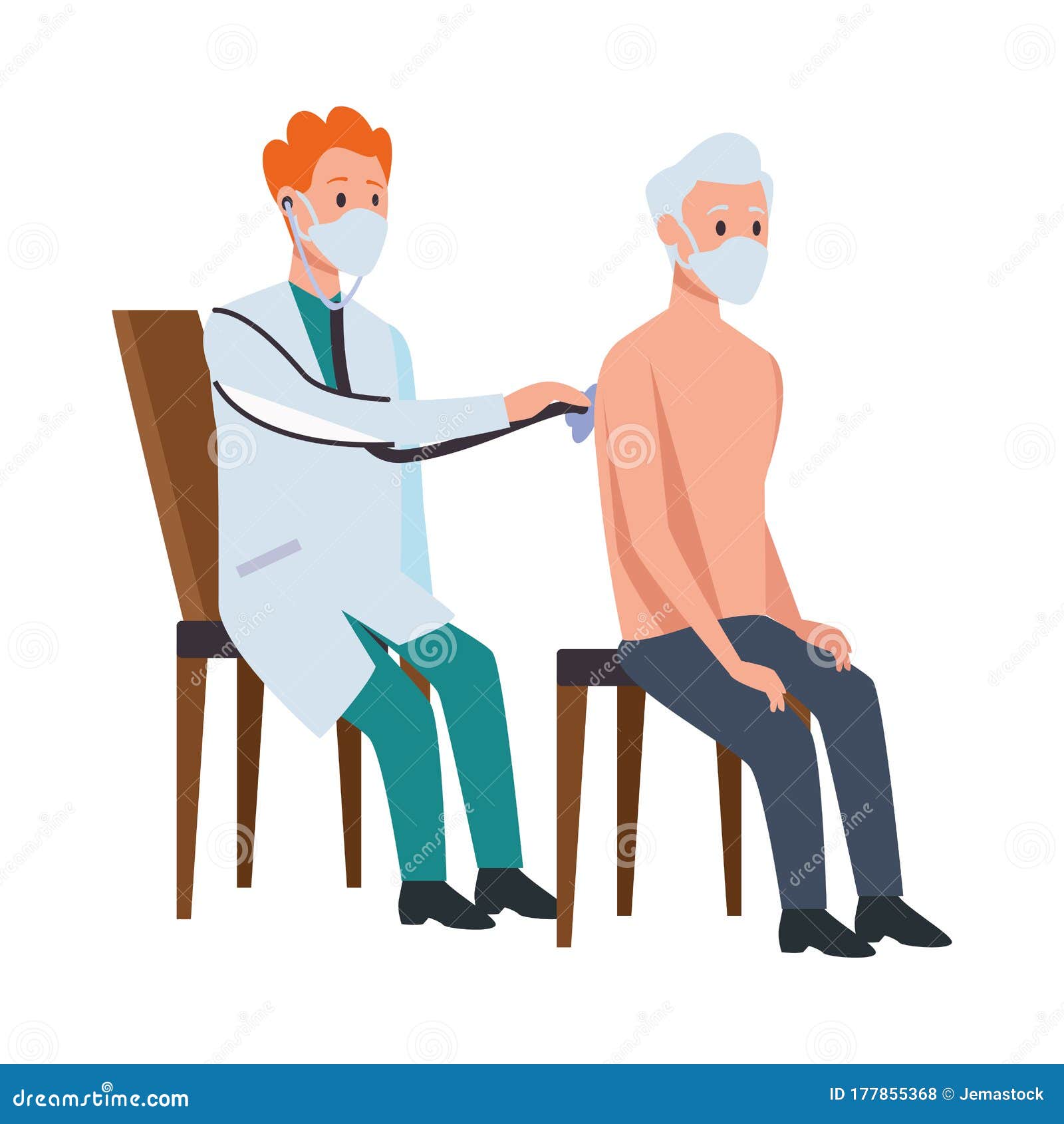 Attending Doctor Visits Patient In Hospital Ward, Cartoon Vector ...