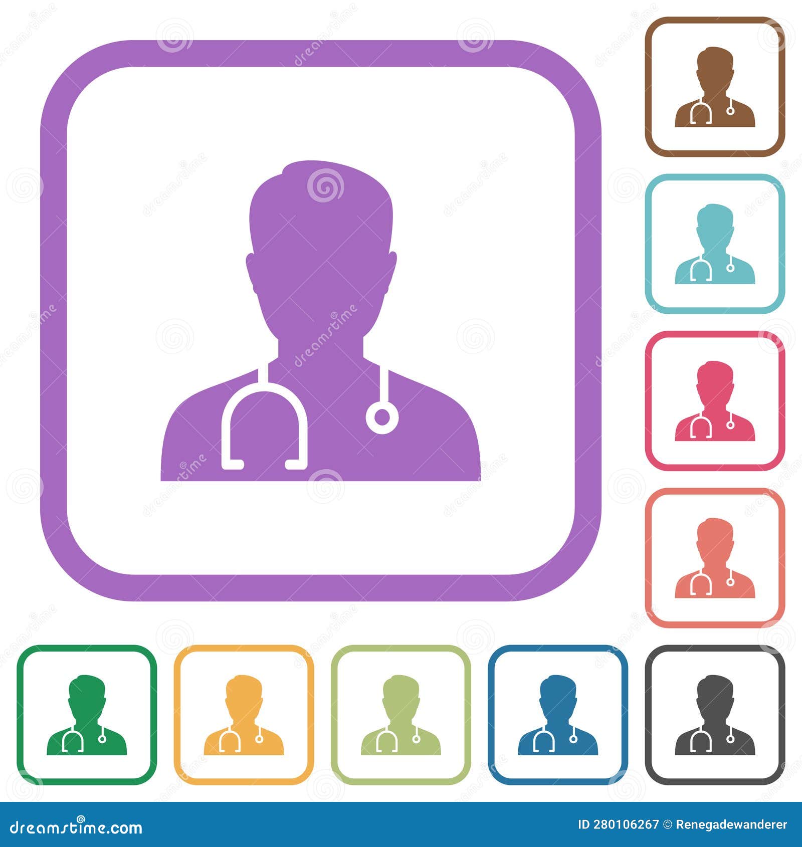 Doctor avatar simple icons stock vector. Illustration of icons - 280106267