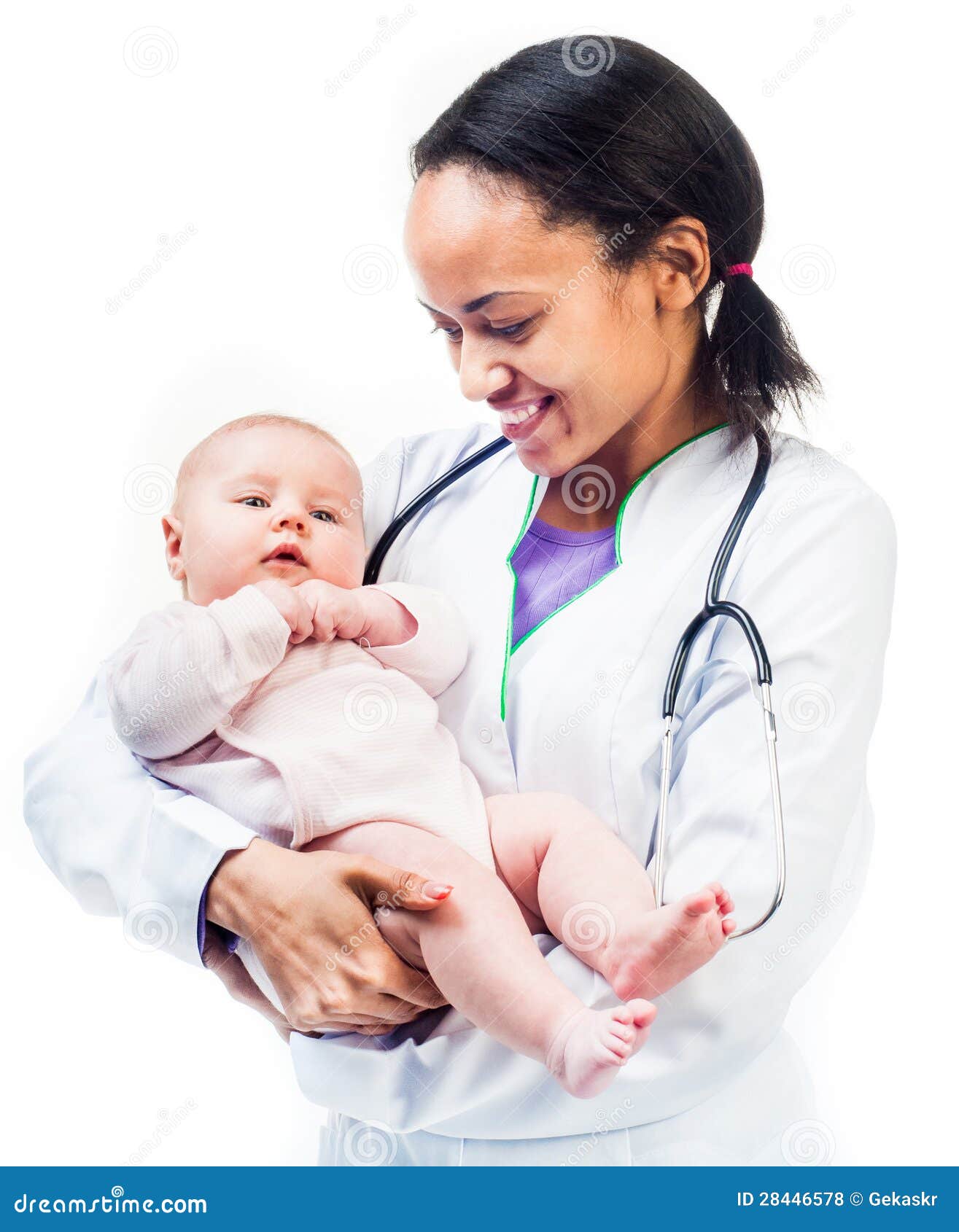 Doctor and Baby on a White Background Stock Photo - Image of confident ...