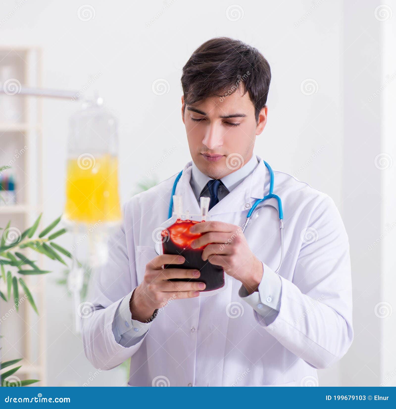 Doctor with Bag of Blood Plasma in Hospital Stock Image - Image of ...