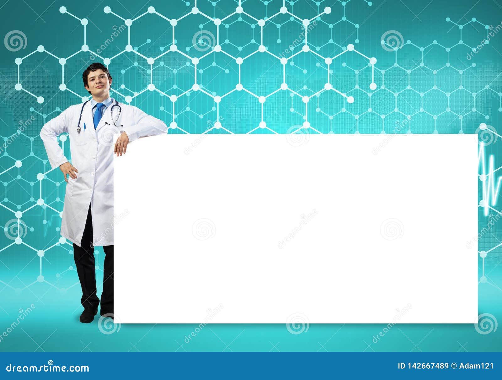 Doctor with banner stock image. Image of banner, fulllength - 142667489