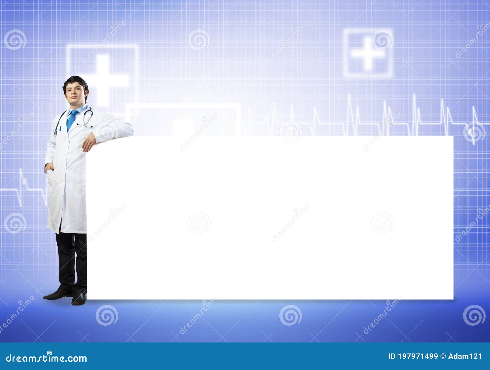 Doctor with banner stock image. Image of cardio, doctor - 197971499