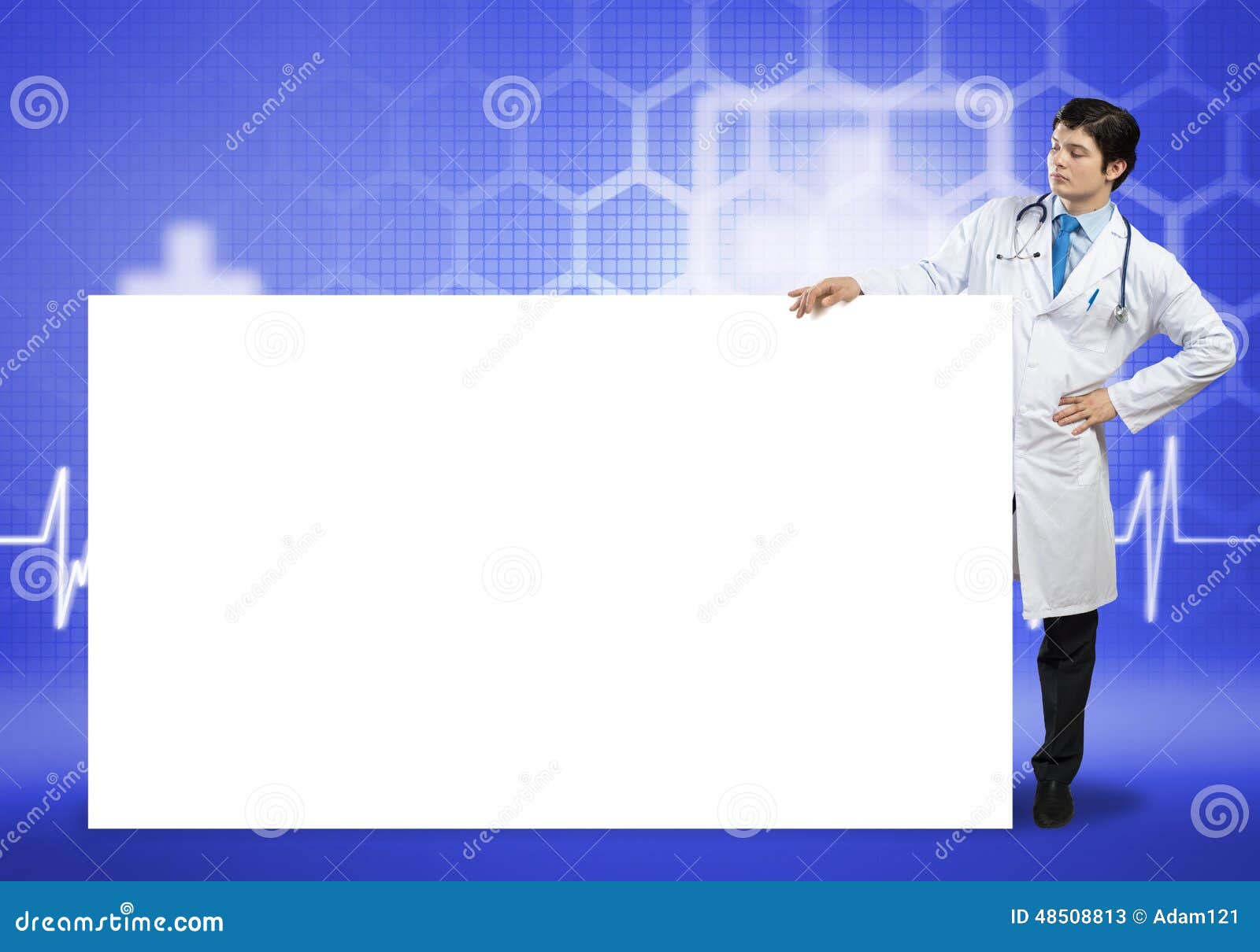 Doctor with banner stock image. Image of cardiologist - 48508813