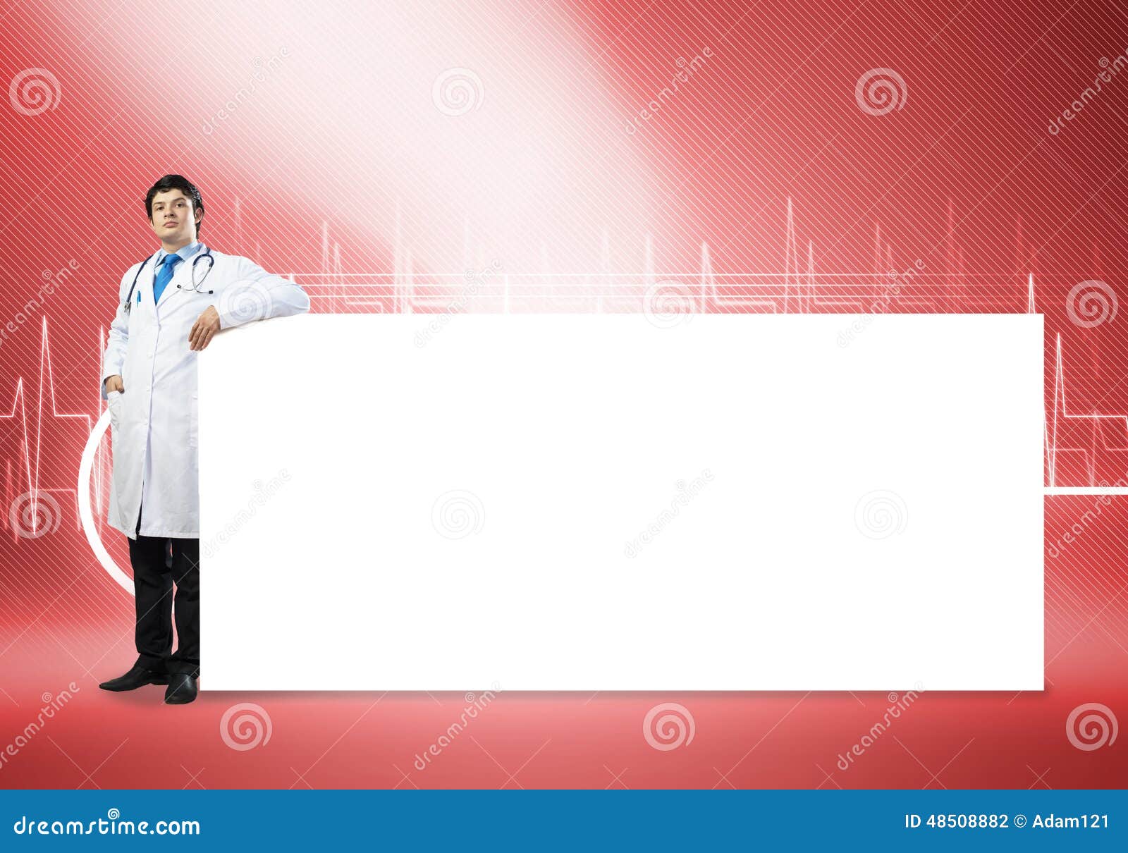 Doctor with banner stock illustration. Illustration of health - 48508882