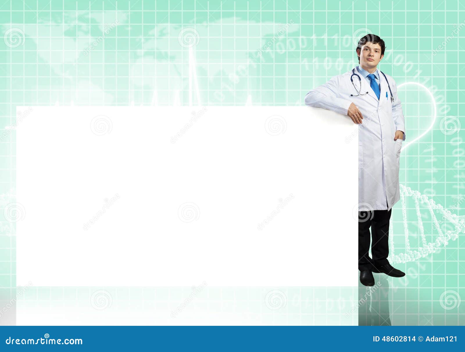 Doctor with banner stock illustration. Illustration of medicare - 48602814