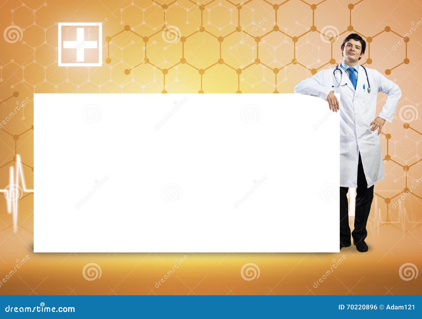 Doctor with banner stock photo. Image of message, copyspace - 70220896