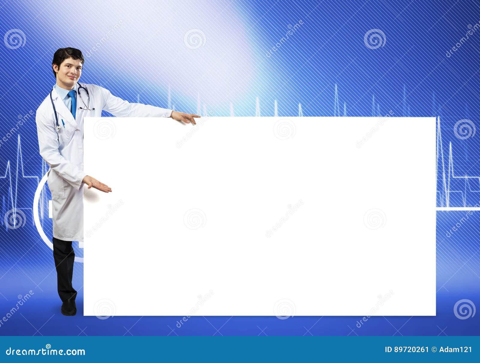 Doctor with banner stock image. Image of doctor, fulllength - 89720261