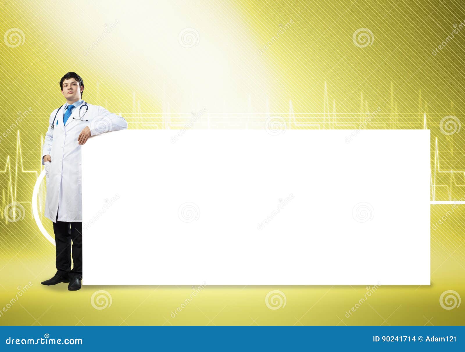Doctor with banner stock photo. Image of medical, male - 90241714