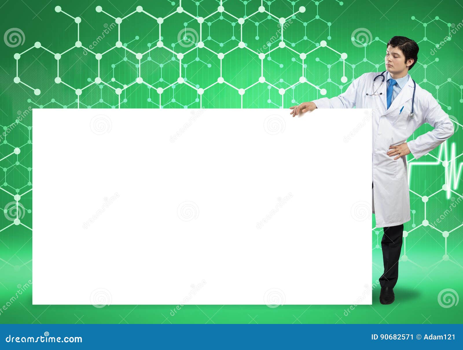 Doctor with banner stock image. Image of medical, medicine - 90682571