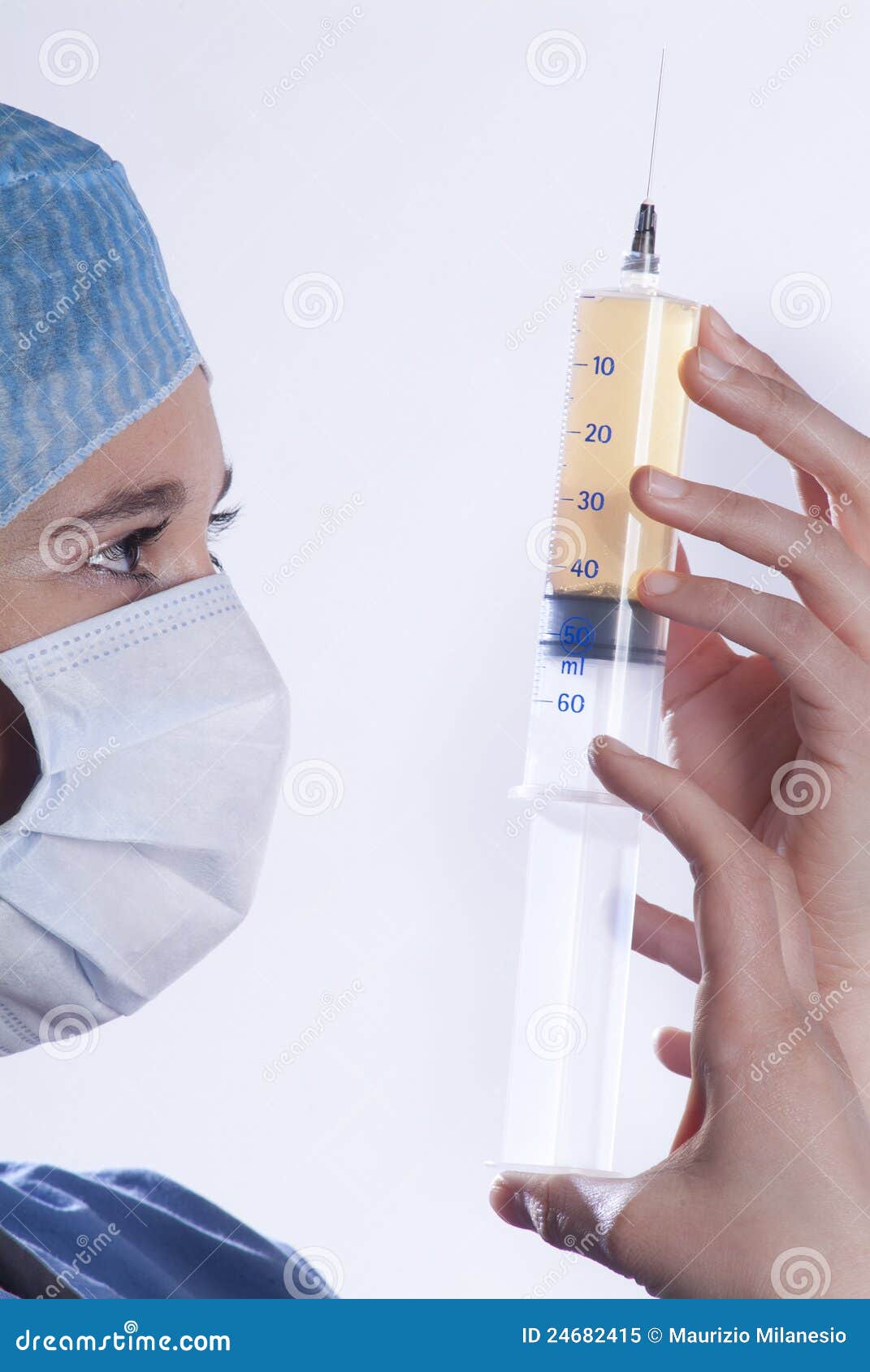 Doctor with big syringe stock image. Image of adult, portrait - 24682415