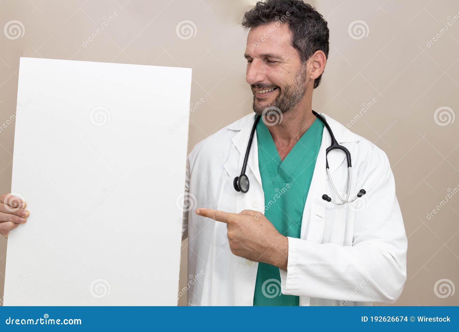 Doctor with billboard stock photo. Image of confident - 192626674