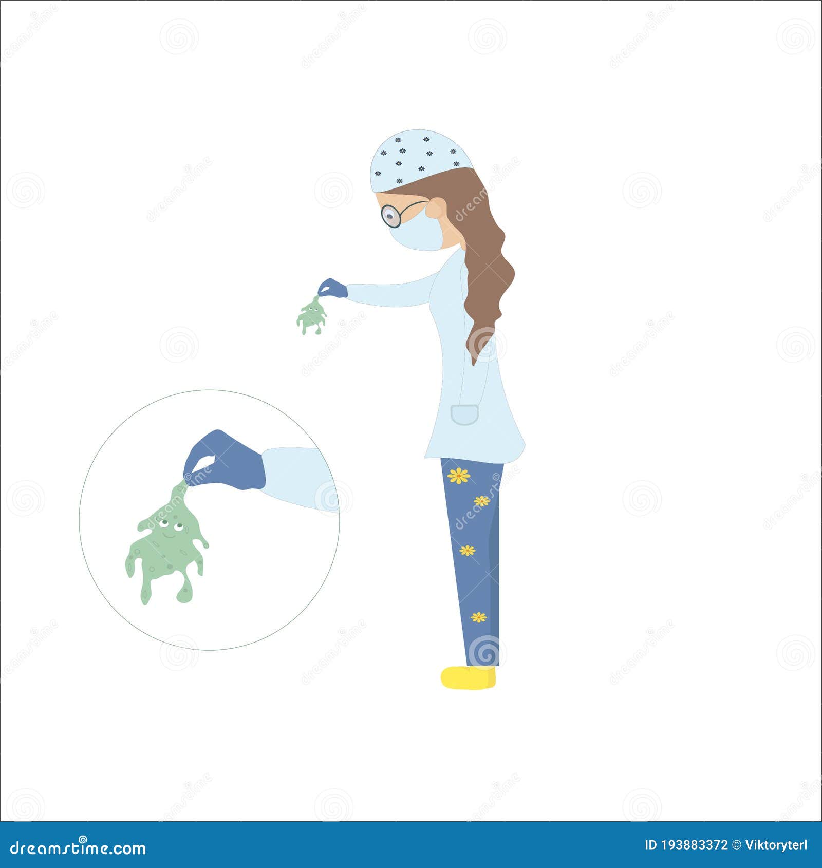 Girl Biologist With Microscope, Kid Doing Biology Science Research ...