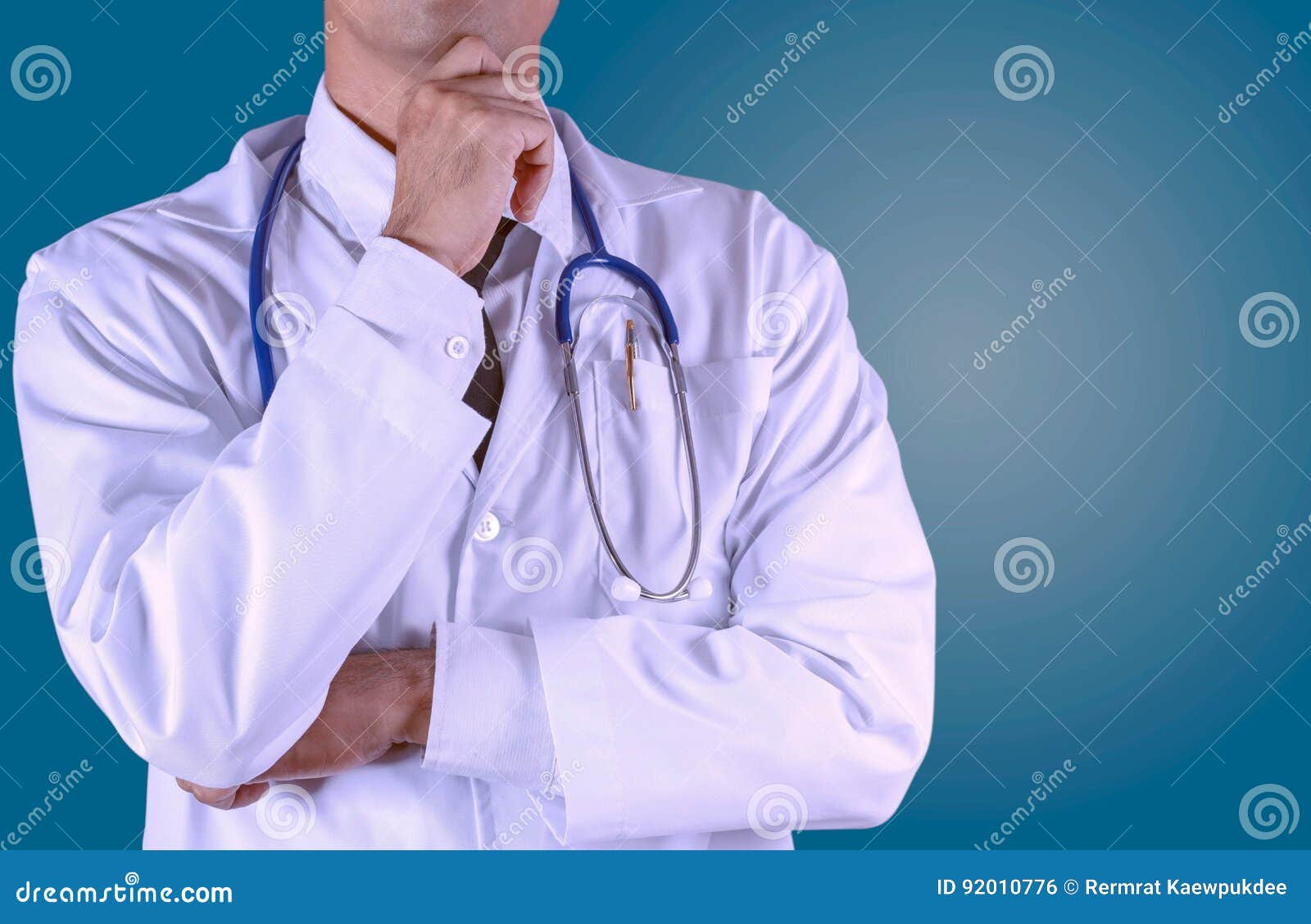 Doctor on blue background. stock photo. Image of diagnosis - 92010776