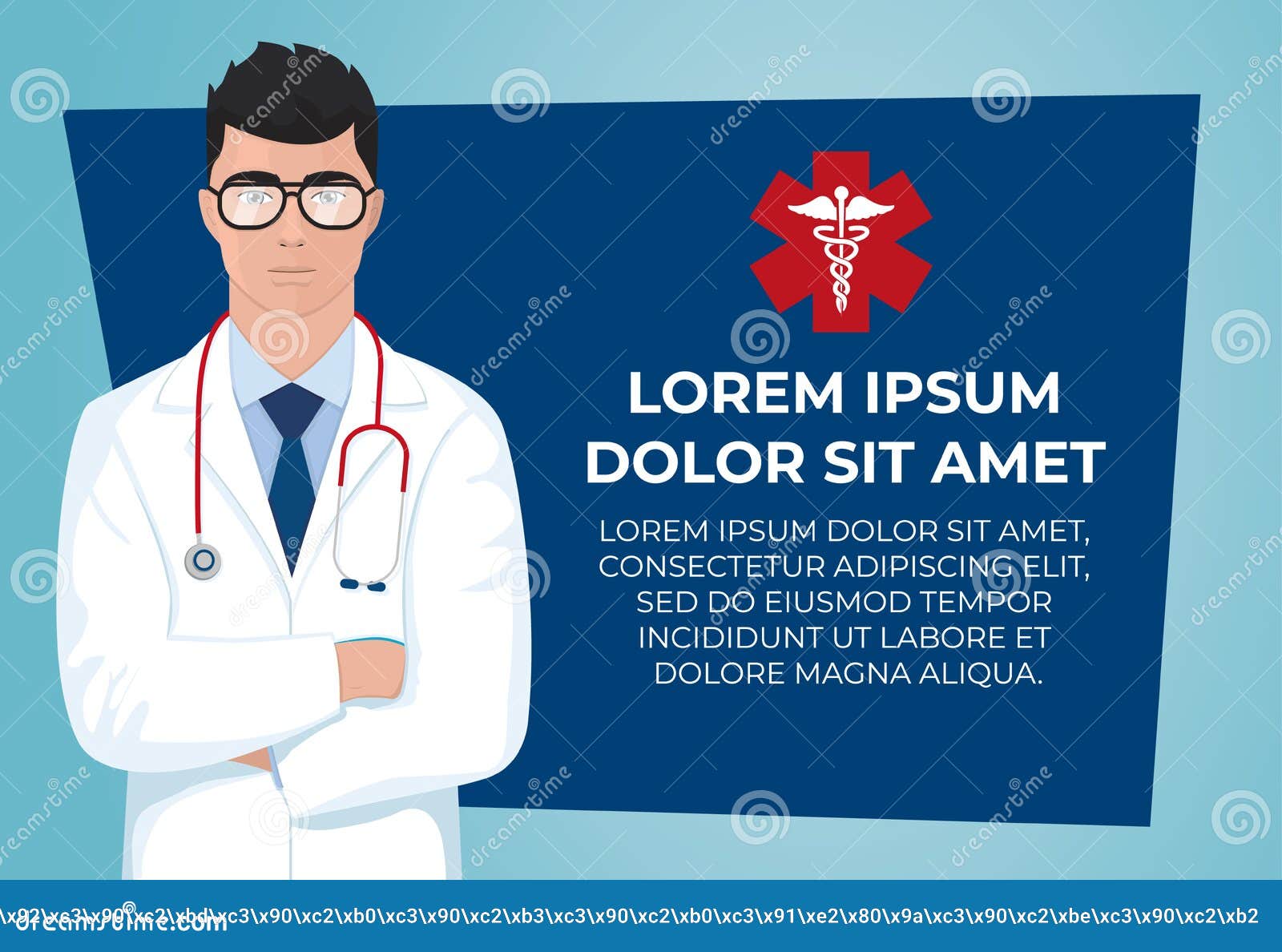 Doctor on a Blue Background. Vector Illustration Medical Design Stock ...