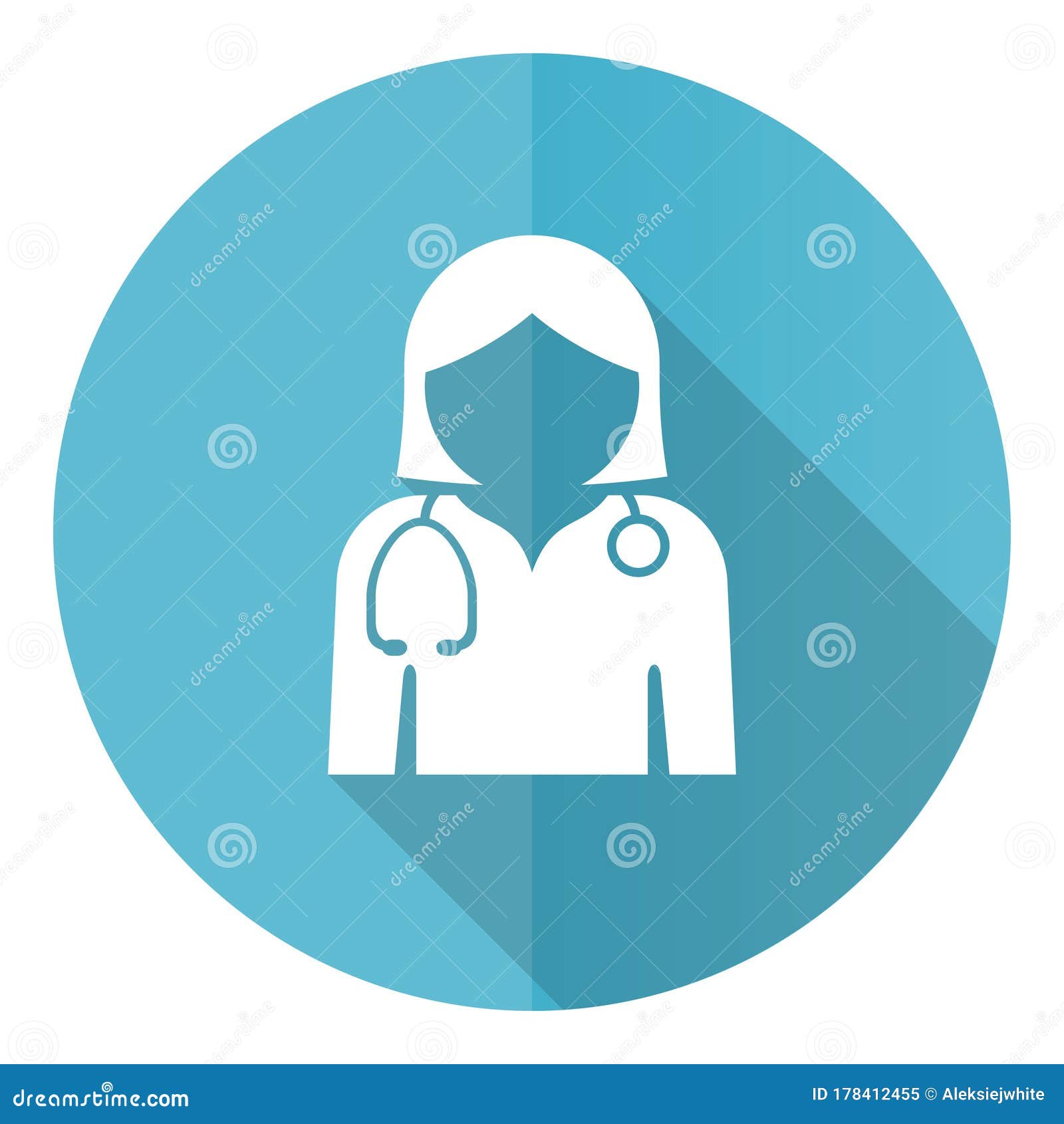 Doctor Blue Round Flat Design Vector Icon Isolated on White Background ...