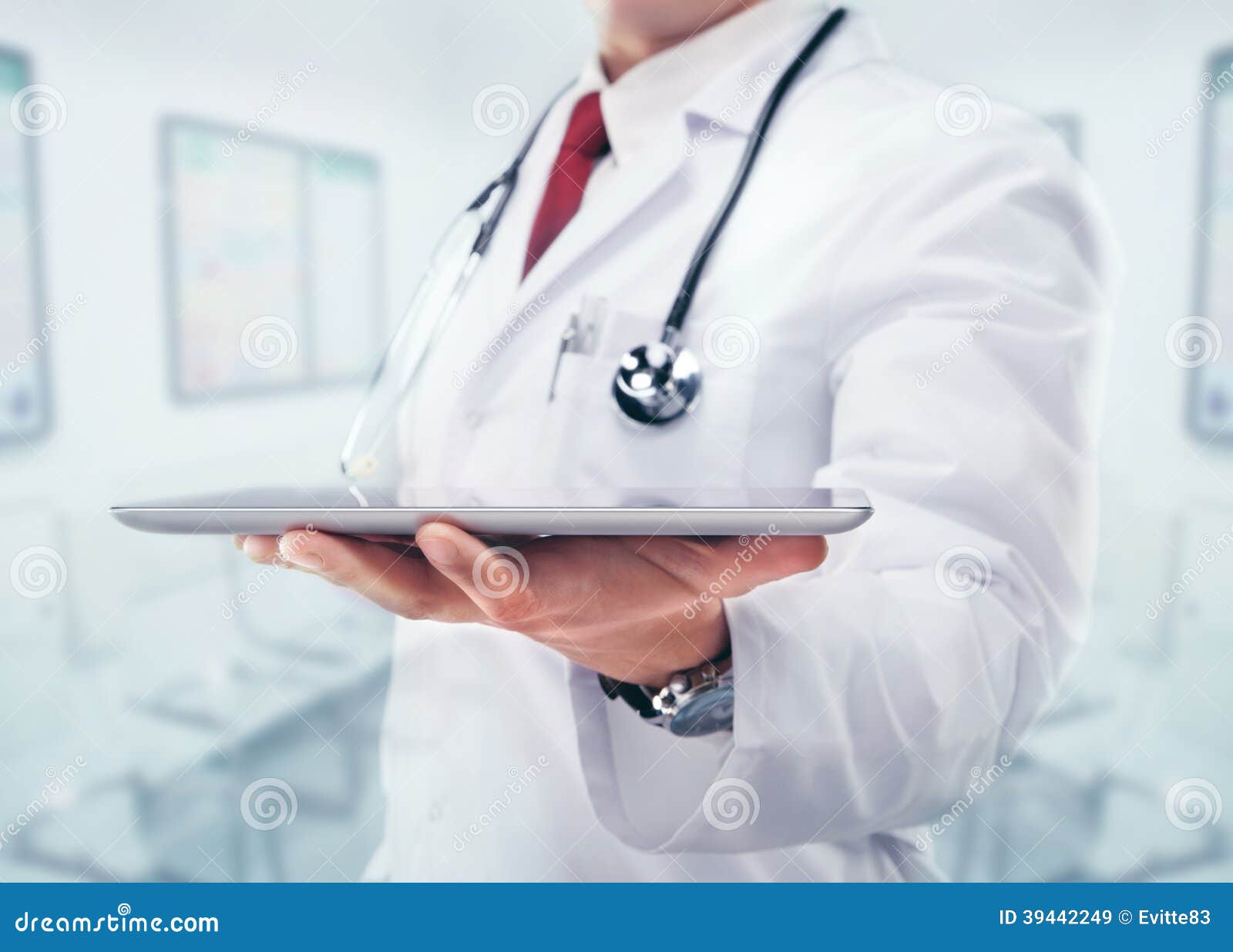 Doctor with board stock image. Image of laptop, male - 39442249