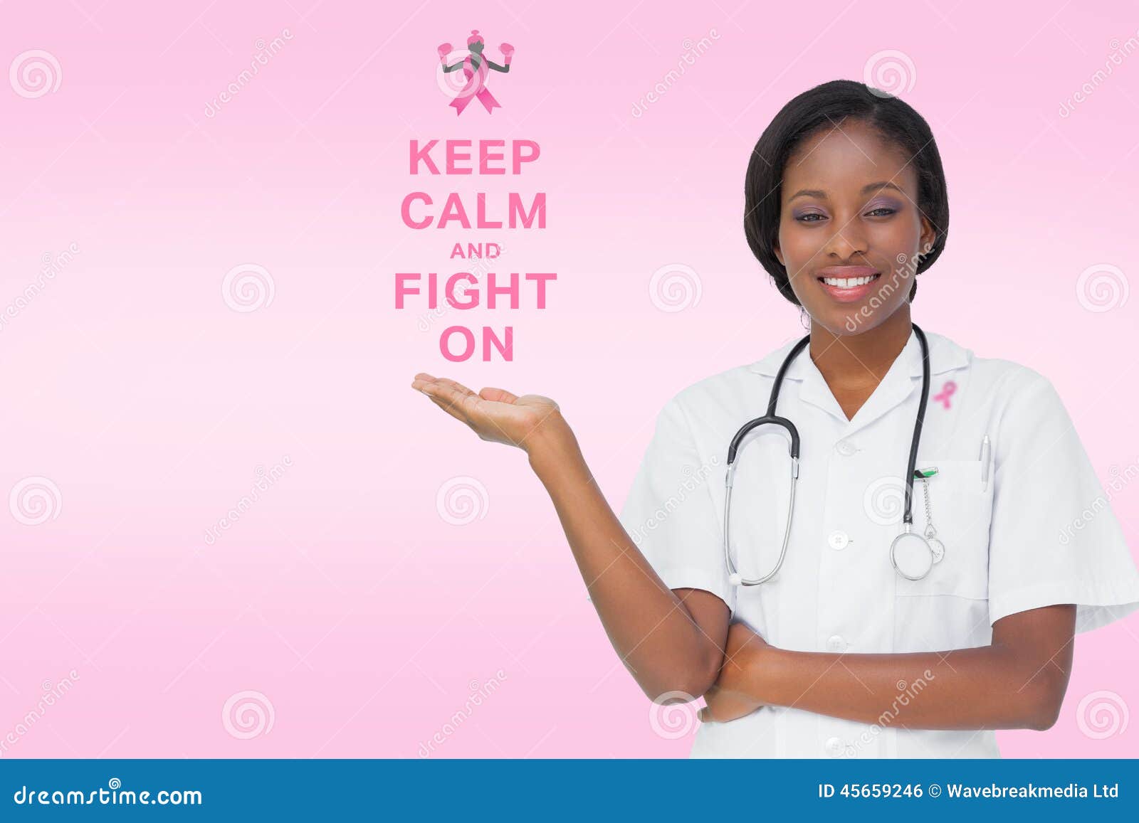 Doctor with Breast Cancer Awareness Message Stock Photo - Image of ...