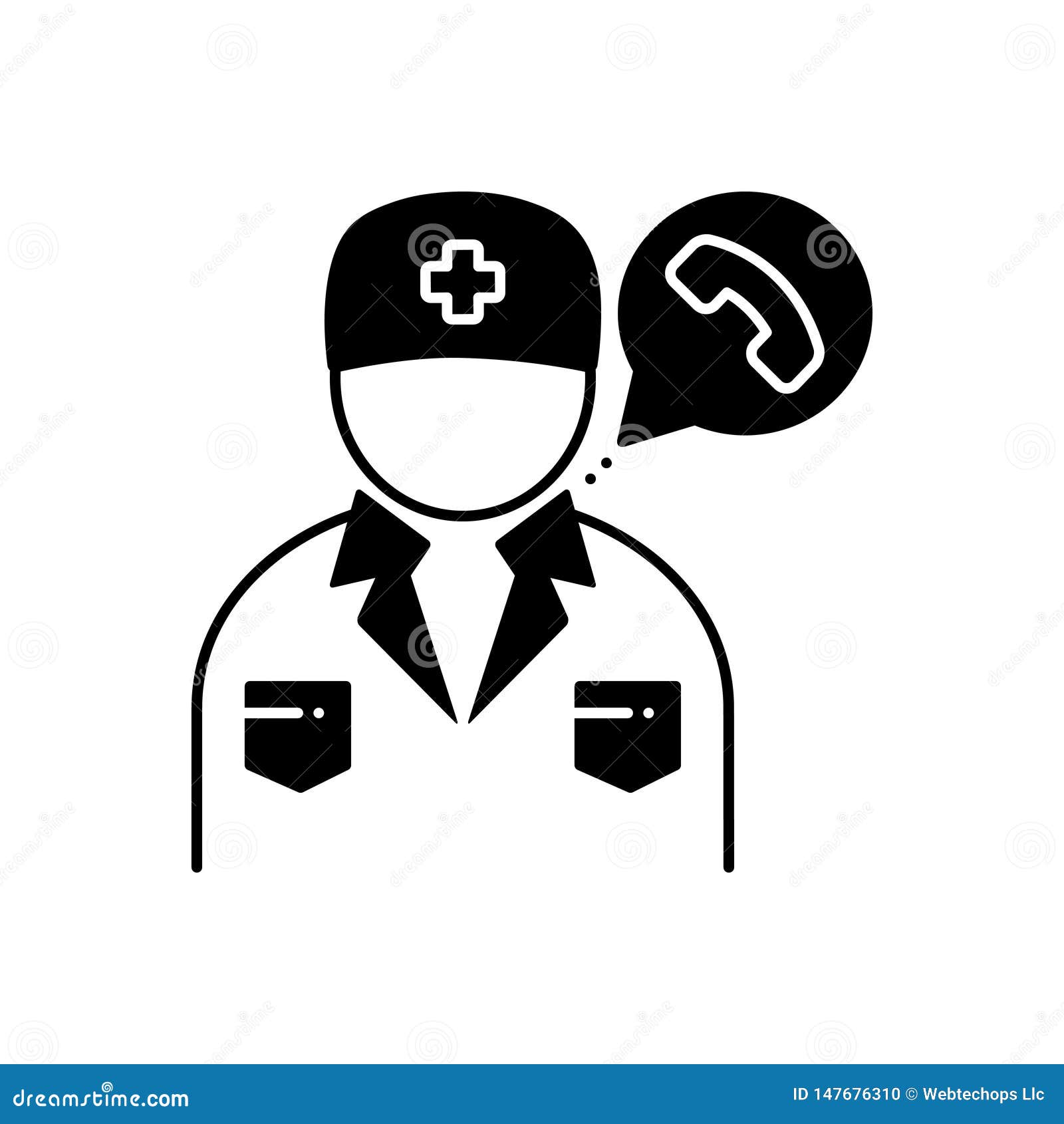 Black Solid Icon for Doctor on Call, Treatment and Telephone Stock ...