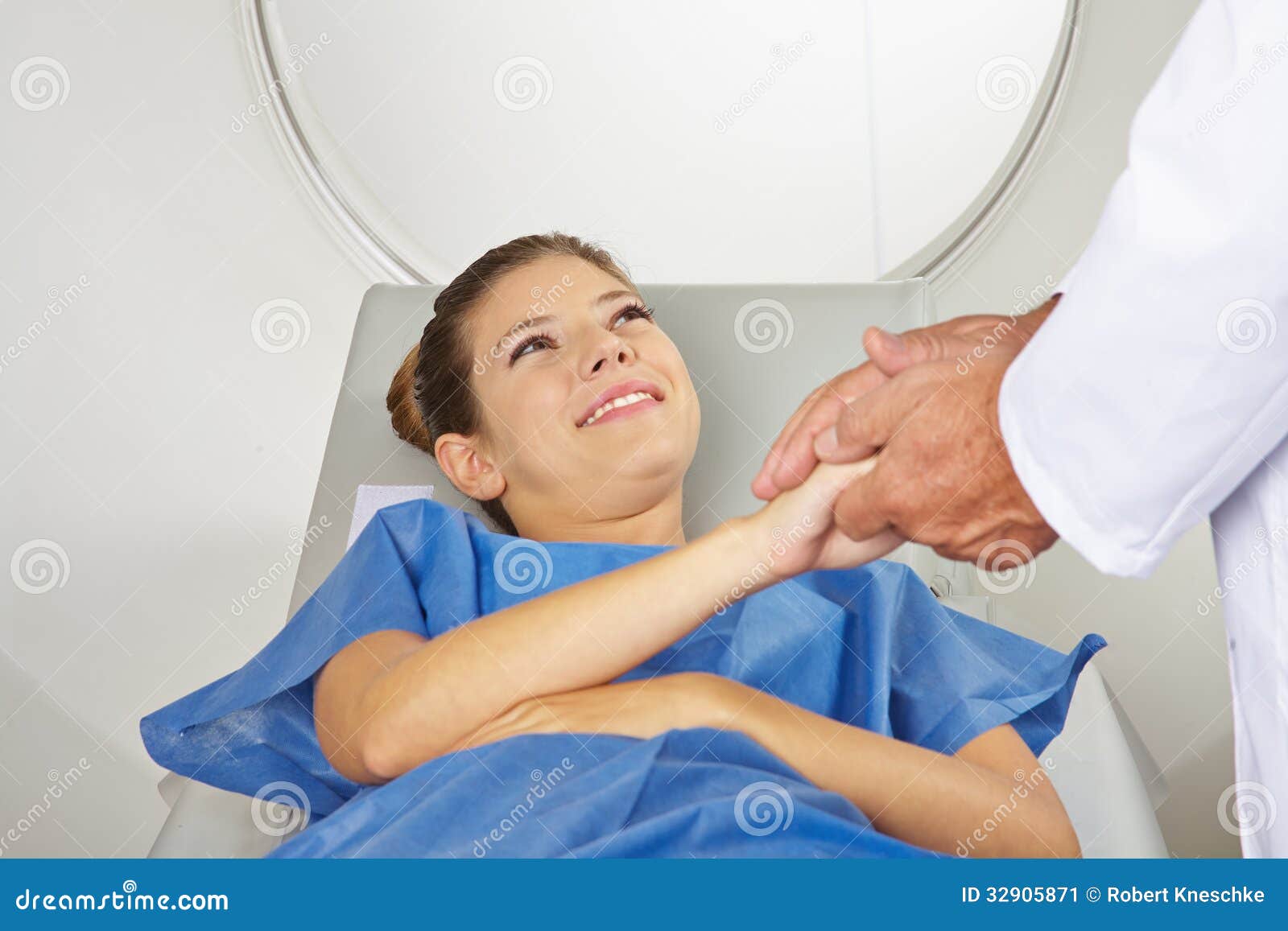 Doctor Calming Patient before MRI Scan Stock Image - Image of hospital ...