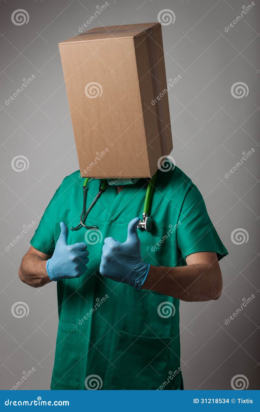 Doctor with Cardboard Box Head Stock Photo - Image of medical, uniform ...